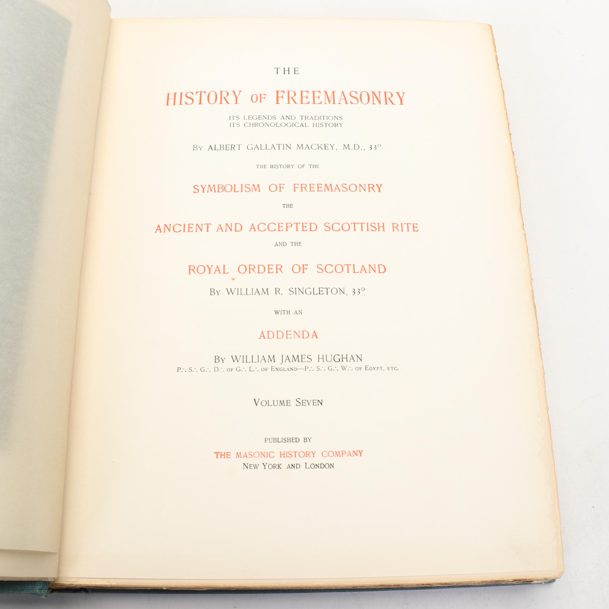 Illustrated "The History of Freemasonry" Seven-Volume Set, Early 20th ...