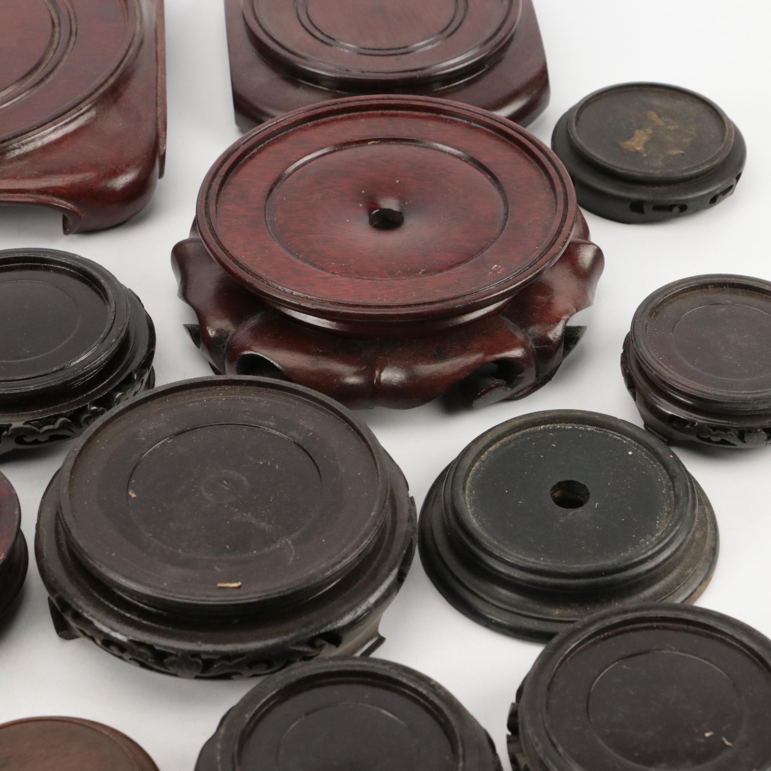 Carved and Stained Wooden Vase Bases, Vintage | EBTH