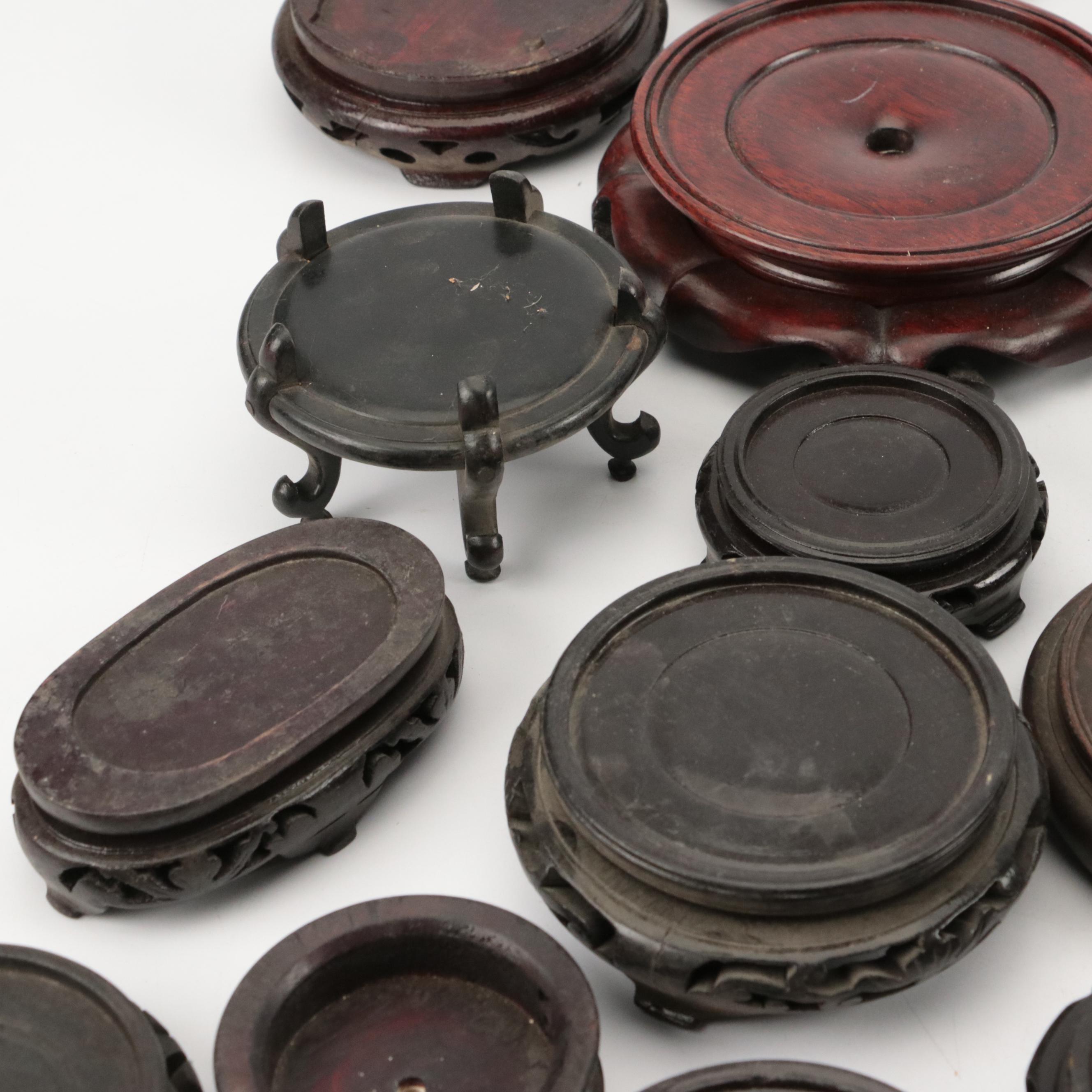 Carved and Stained Wooden Vase Bases, Vintage | EBTH