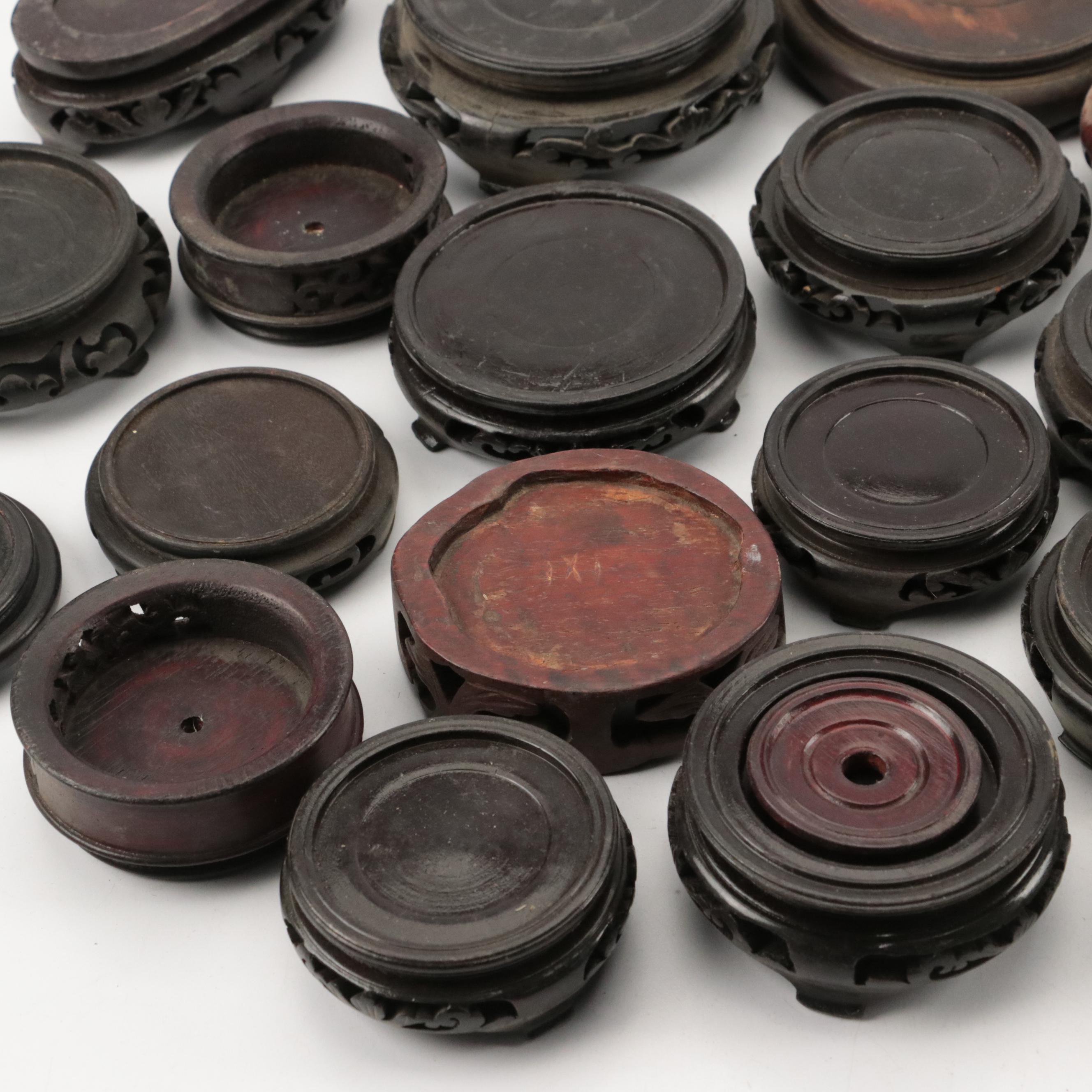 Carved and Stained Wooden Vase Bases, Vintage | EBTH