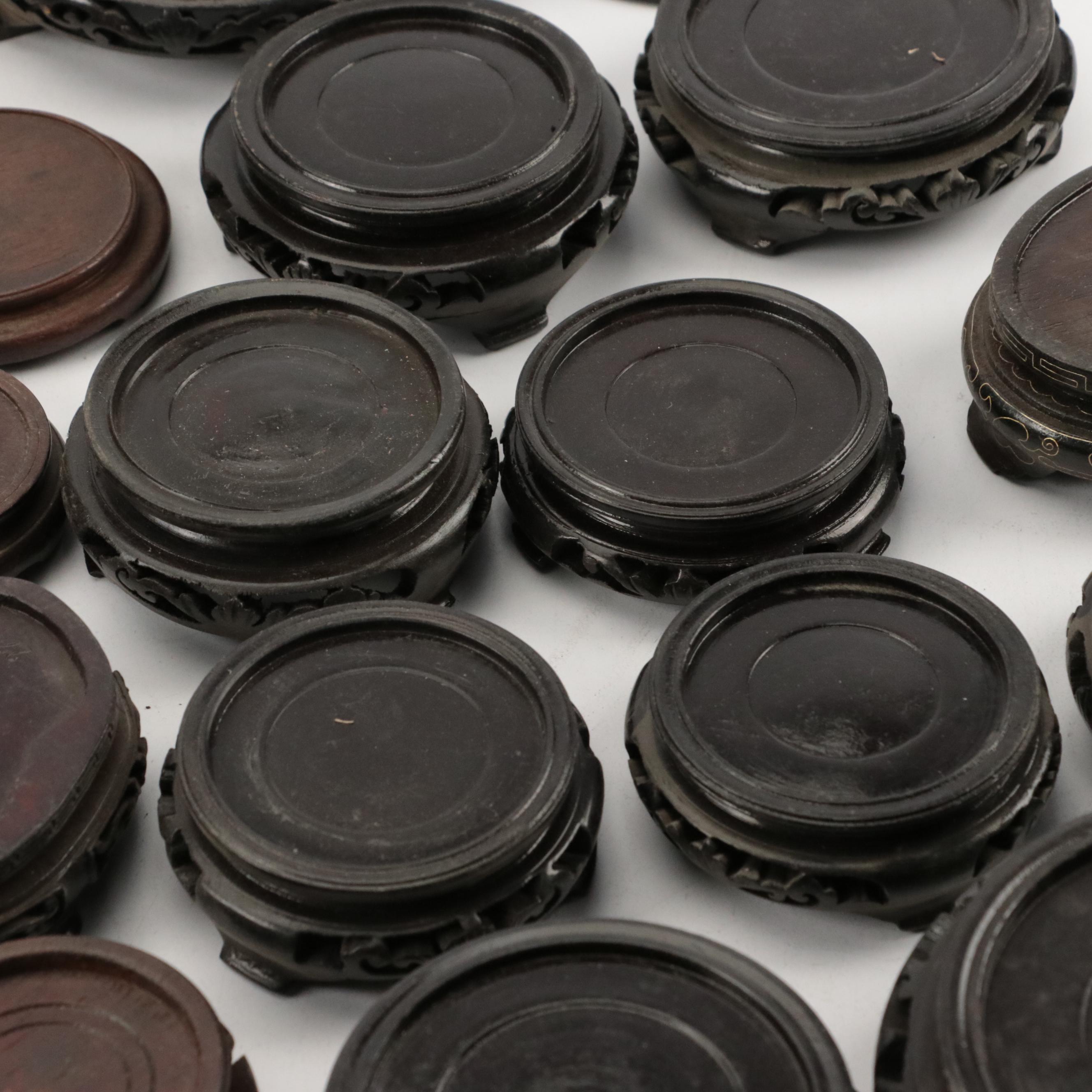 Carved and Stained Wooden Vase Bases, Vintage | EBTH