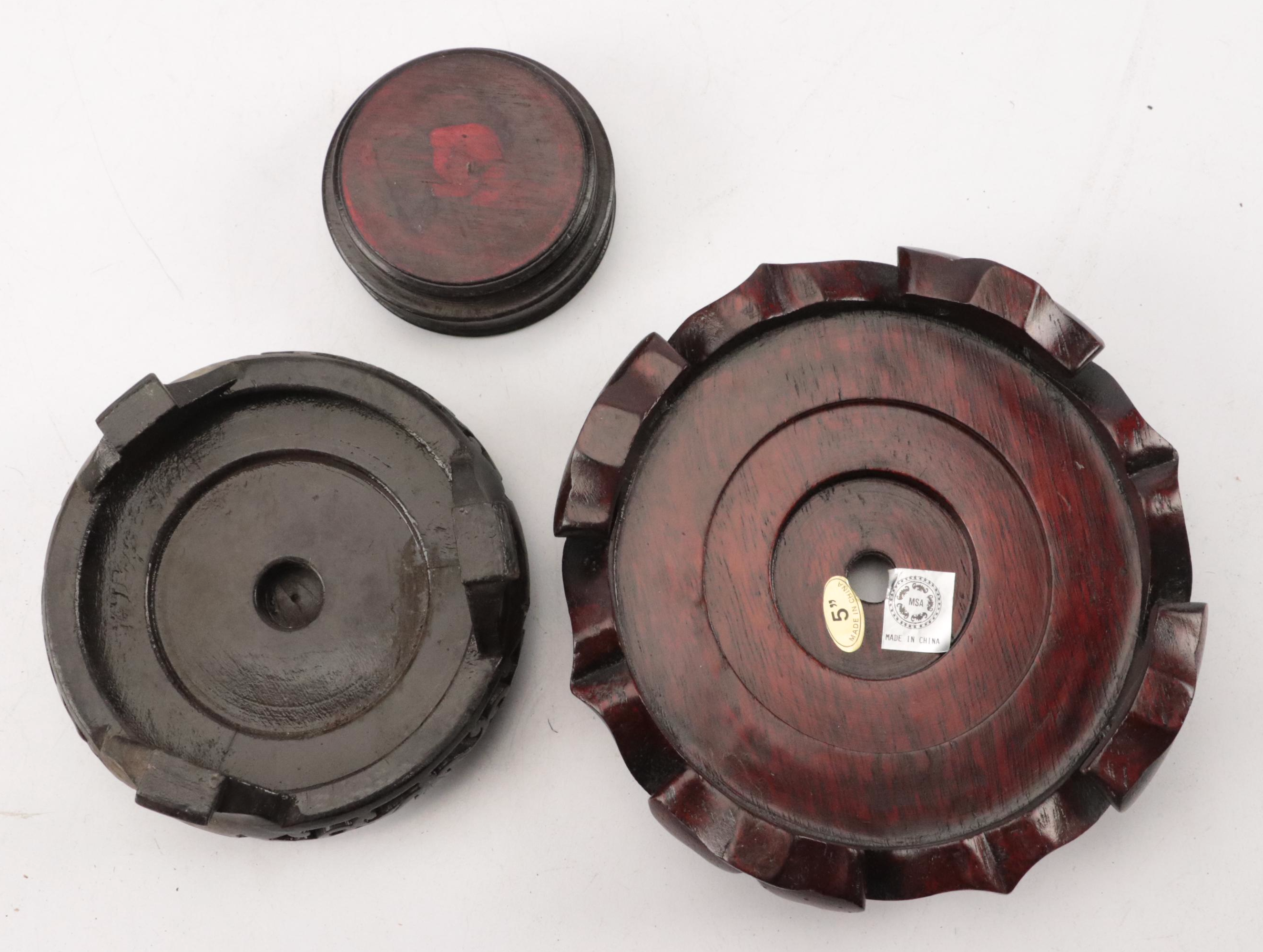 Carved and Stained Wooden Vase Bases, Vintage | EBTH