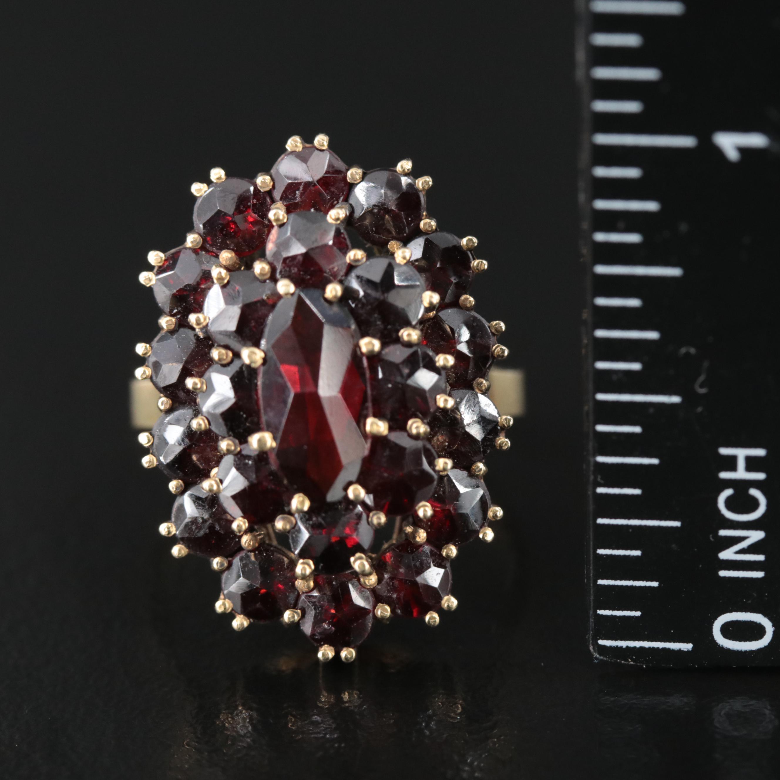 German 14K Garnet Oval Ring | EBTH