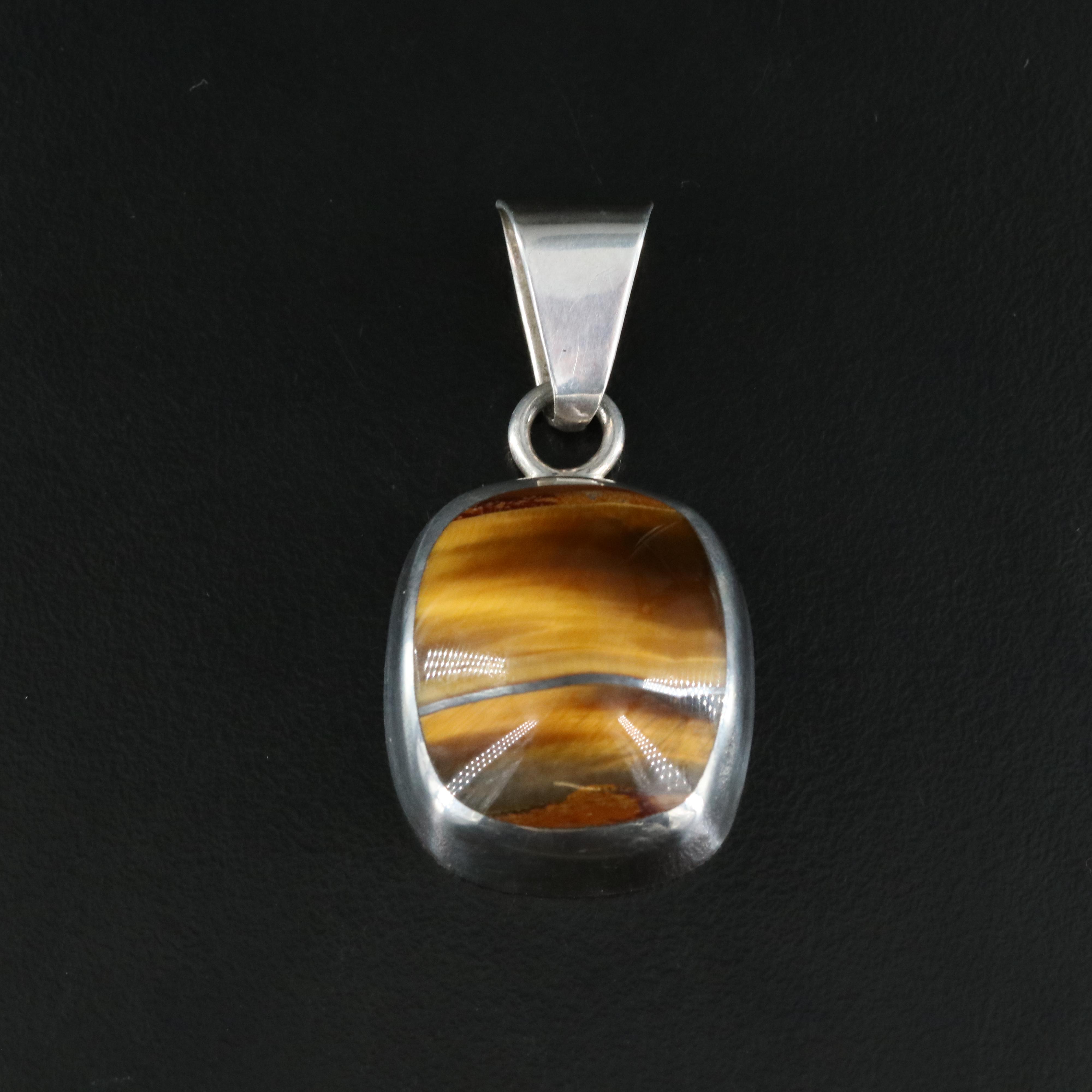 Mexican Sterling Tiger's Eye Pendant | EBTH