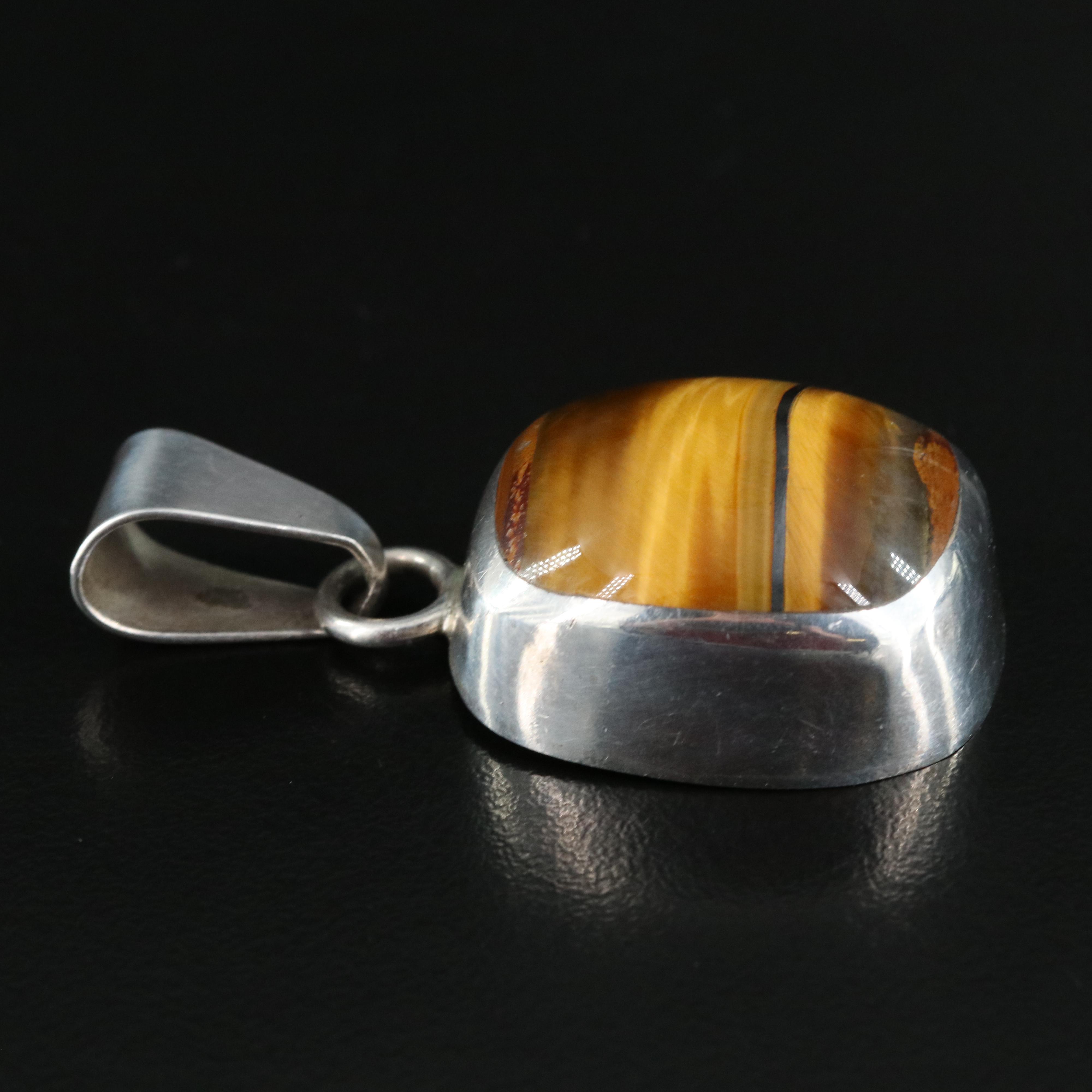 Mexican Sterling Tiger's Eye Pendant | EBTH