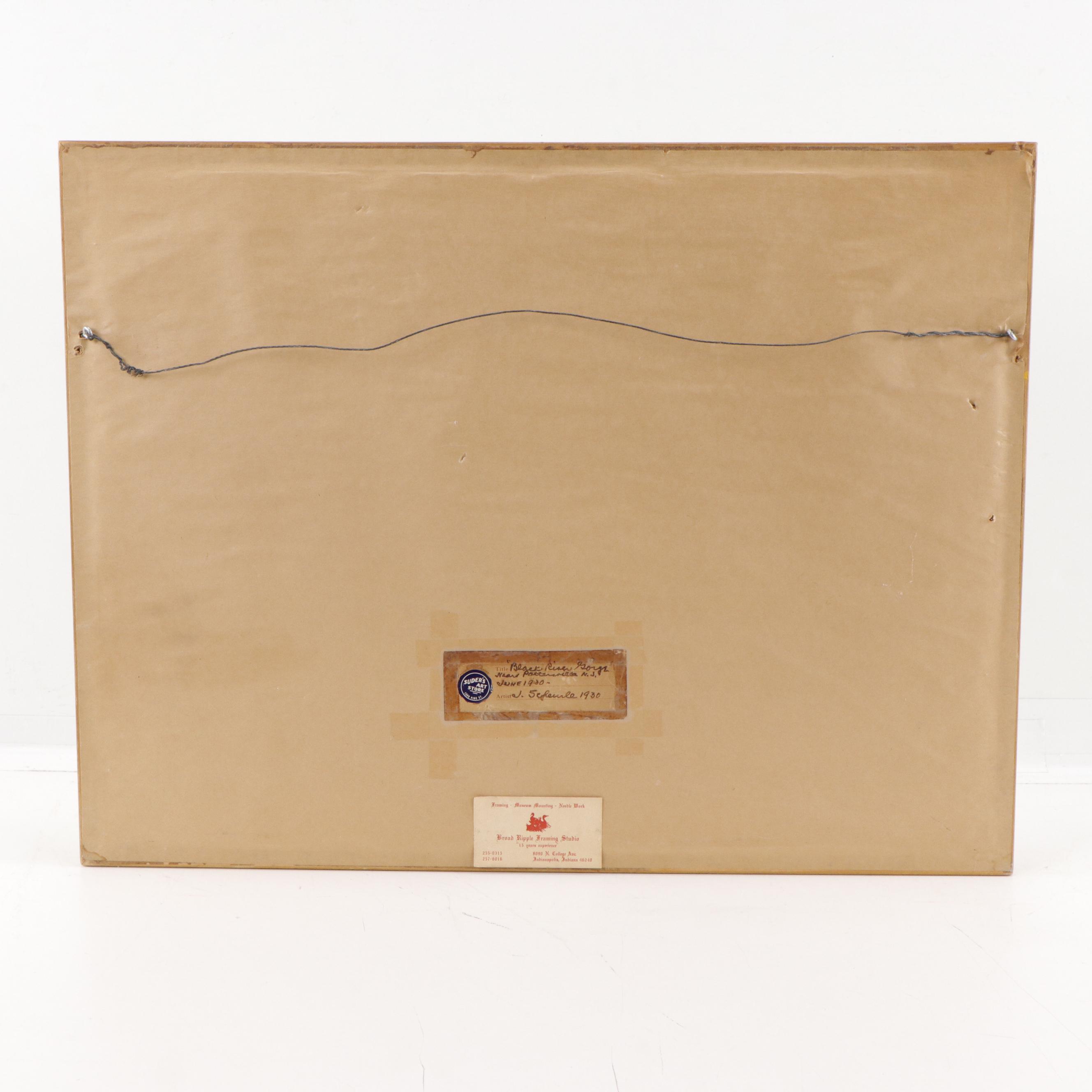 Joseph Scheuerle Creek Landscape Watercolor Painting, 1930 | EBTH