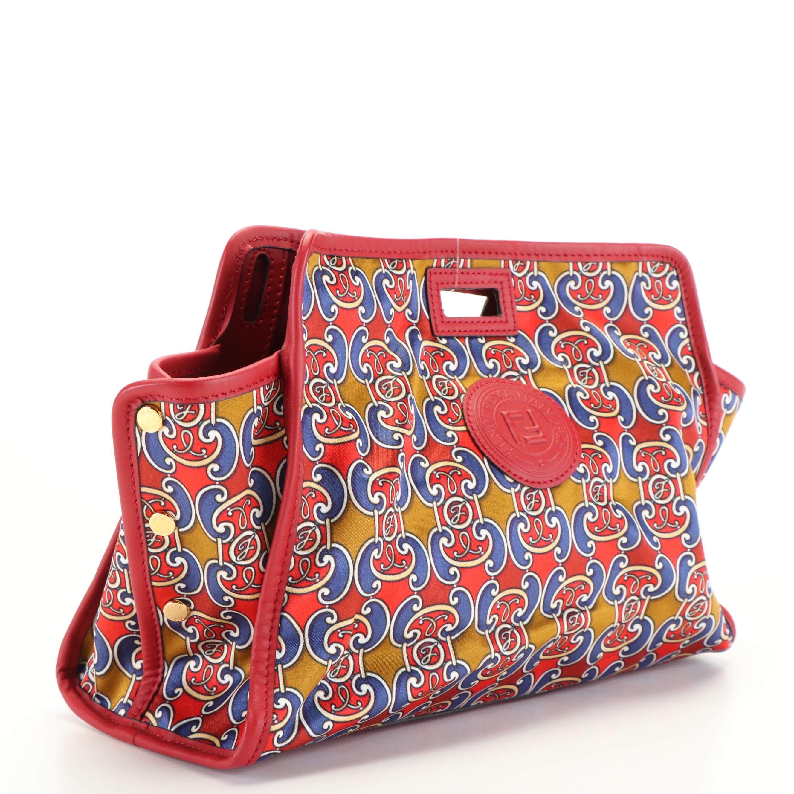 Fendi Royale Print Stamp Patch Runaway Satin Handbag | EBTH