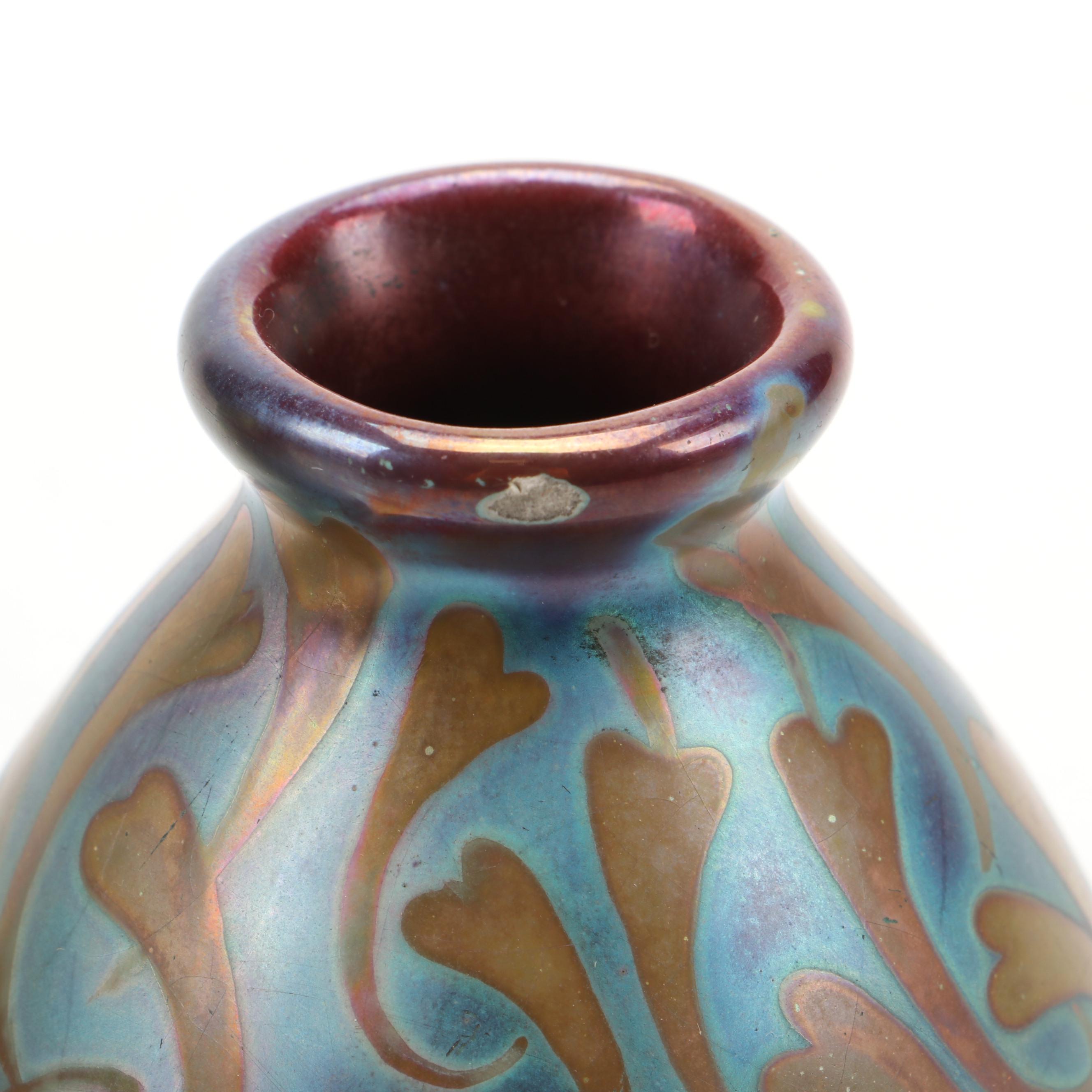 Jacques Sicard for Weller Pottery Iridescent Luster Vases, Early 20th ...