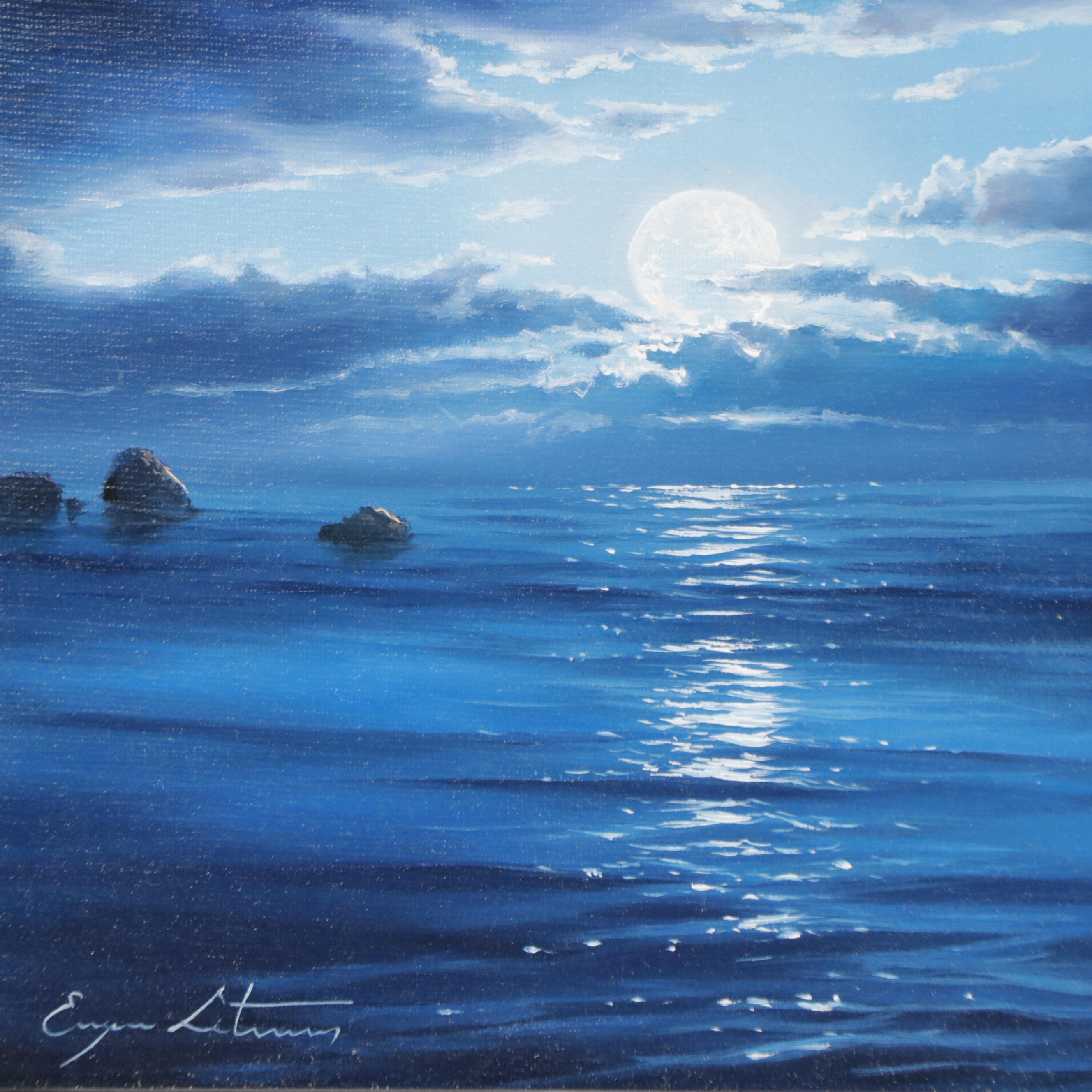 Jevgenijus Litvinas Moonlit Seascape Oil Painting | EBTH