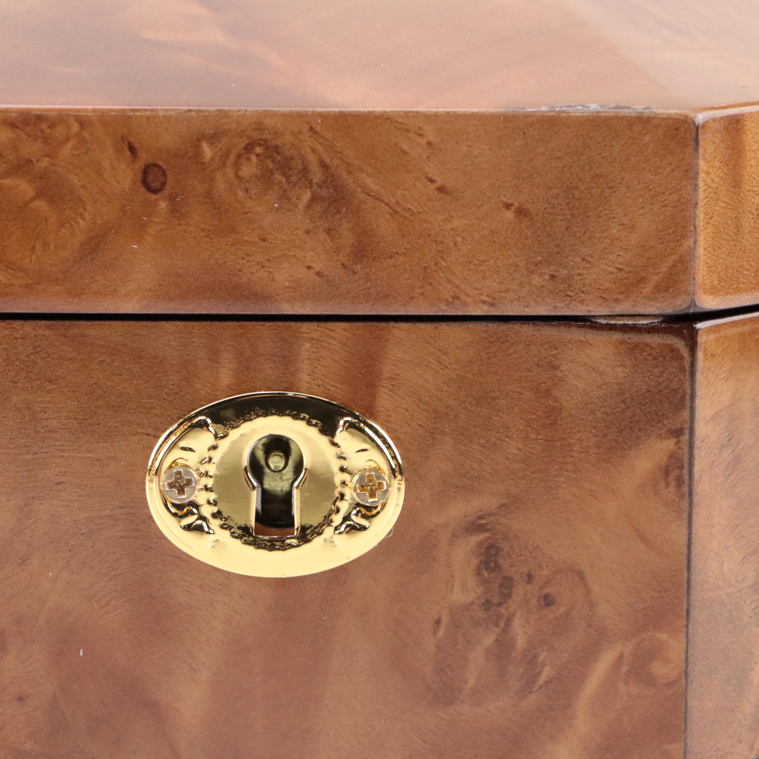 Jere Octagonal High Gloss Jewelry Box with Cream Interior, Contemporary ...