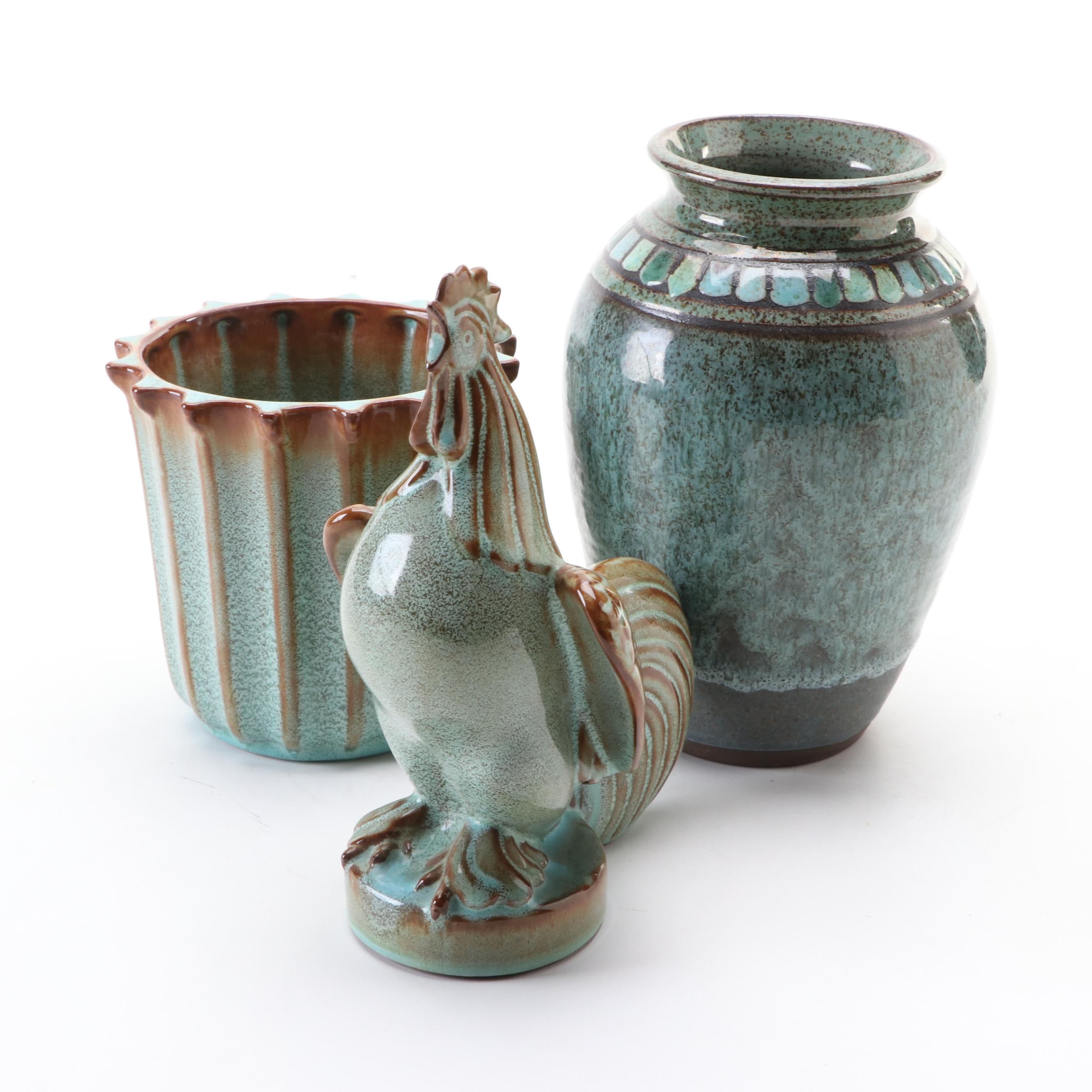 Von Graham with Other Art Pottery Vase and Rooster Figurine | EBTH