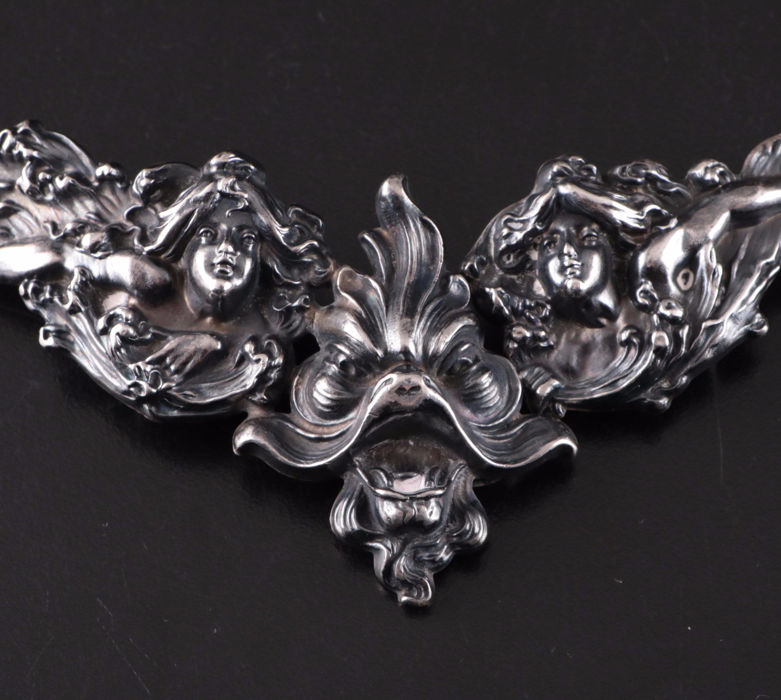 Sterling Silver Repoussé Cherub and Lion Panel Belt | Everything But ...