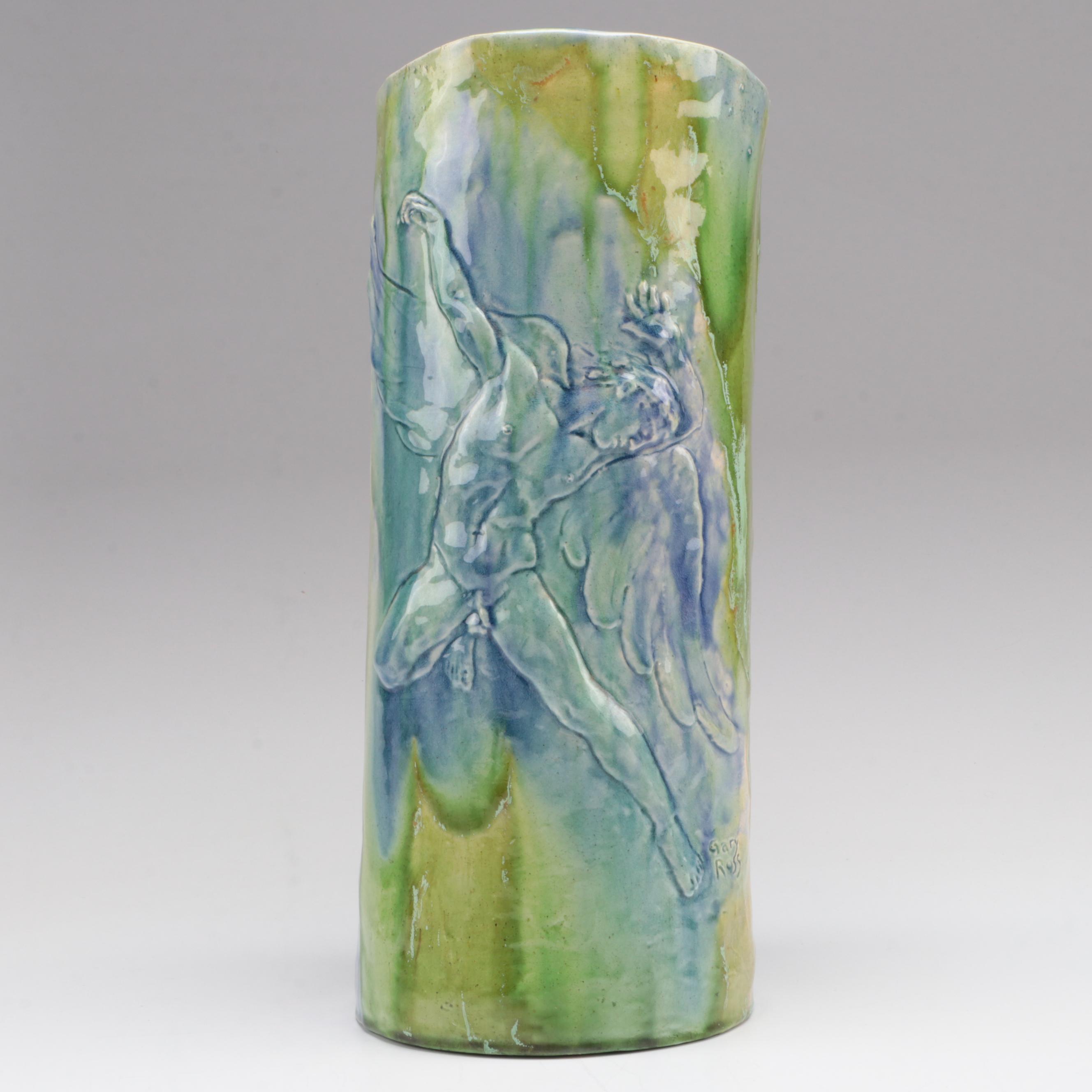 Gary Ross Slab Pottery Relief Vase | EBTH