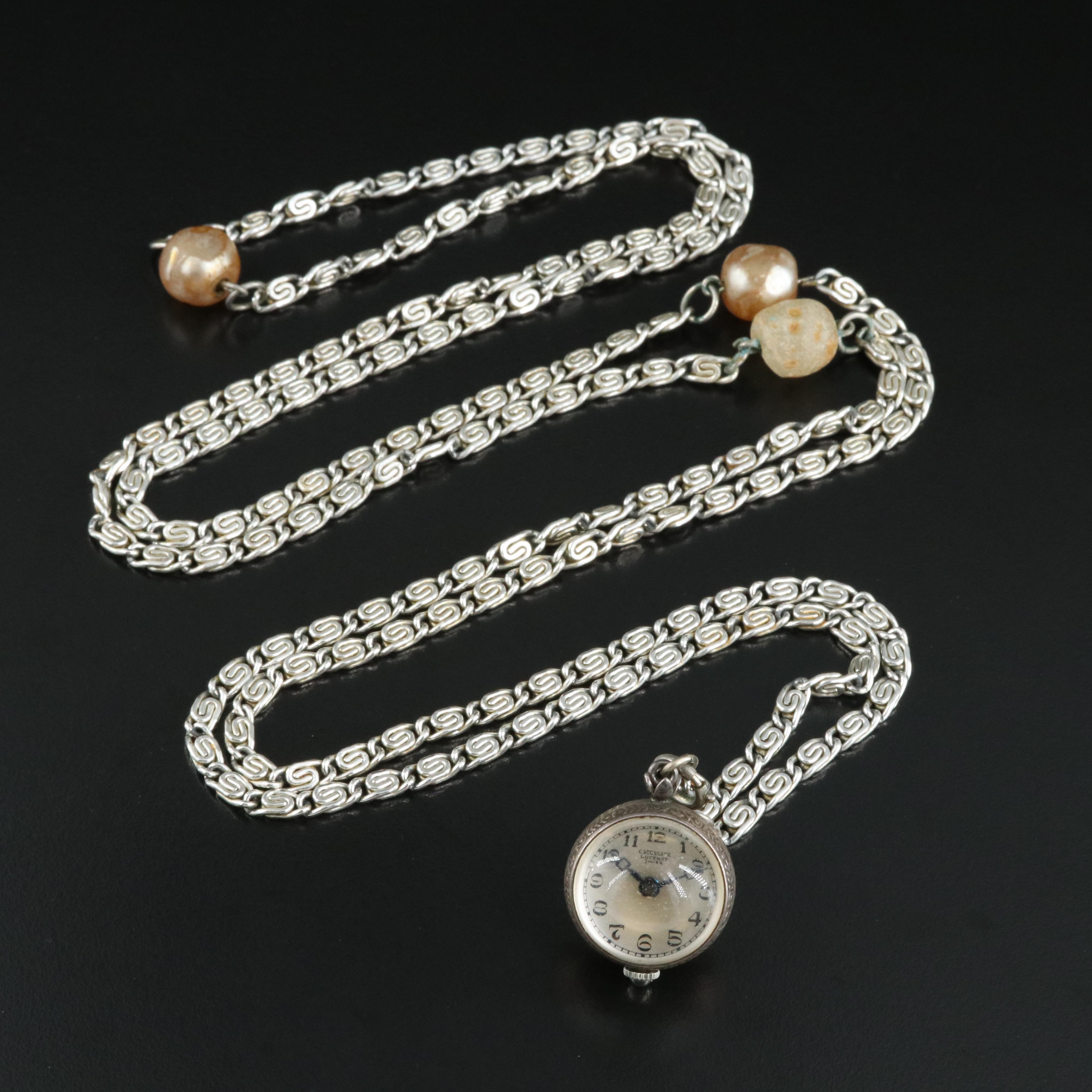 Vintage Bucherer Sterling Silver, Crystal-Cased Pendant Watch with ...
