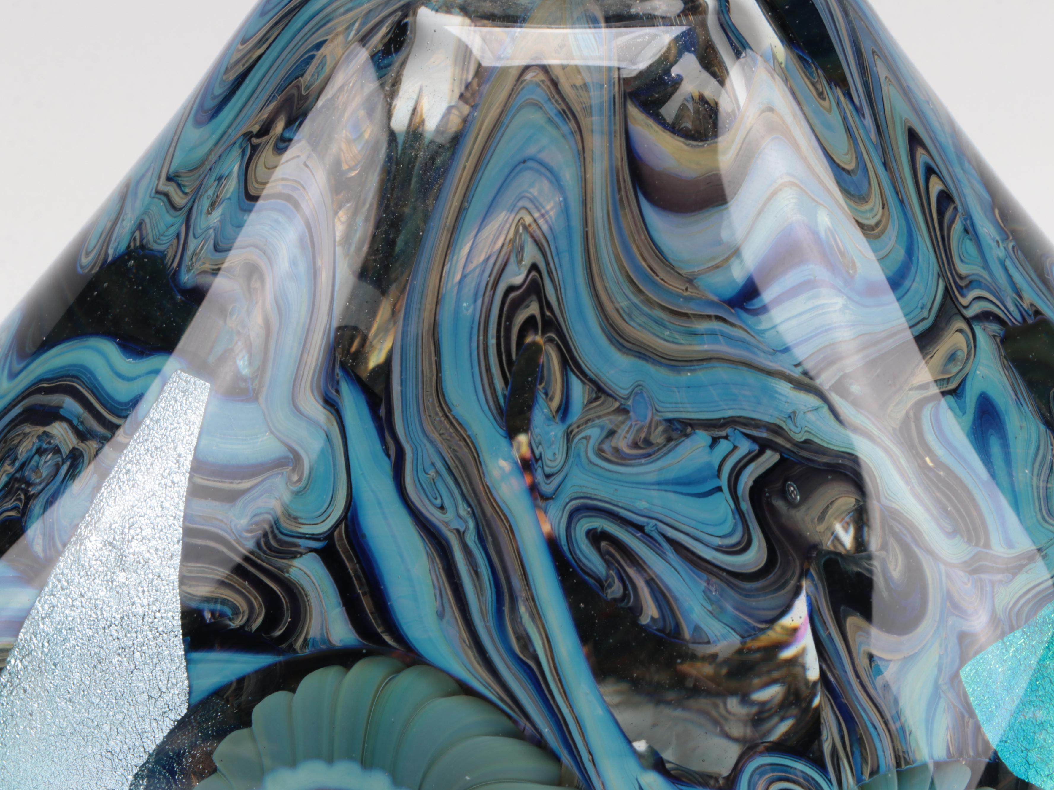 Robert Eickholt "Deep Sea" Dichroic and Opalescent Glass Paperweight ...