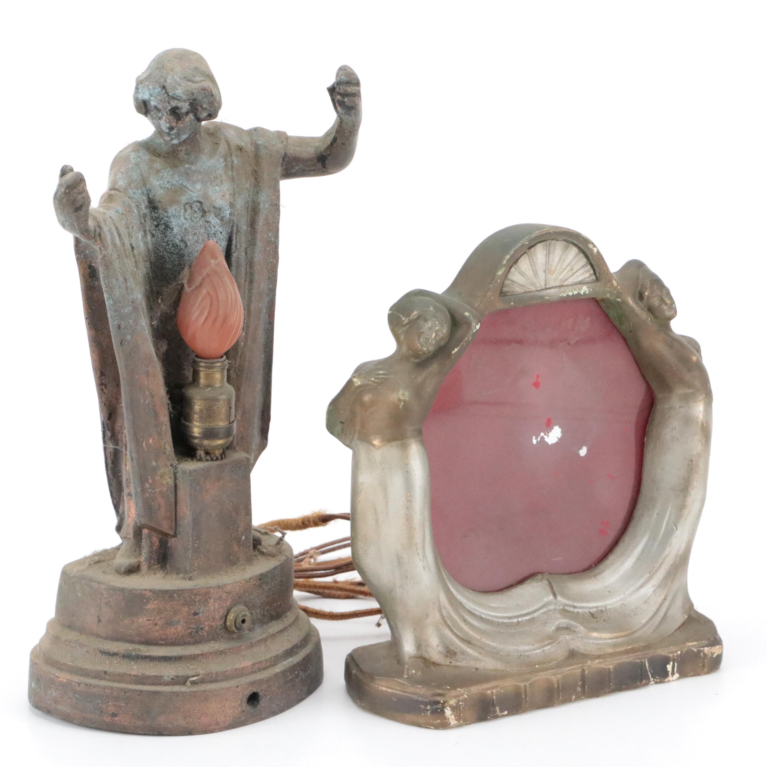 Figural Art Deco Desk and Television Lamps, Early to Mid 20th Century ...