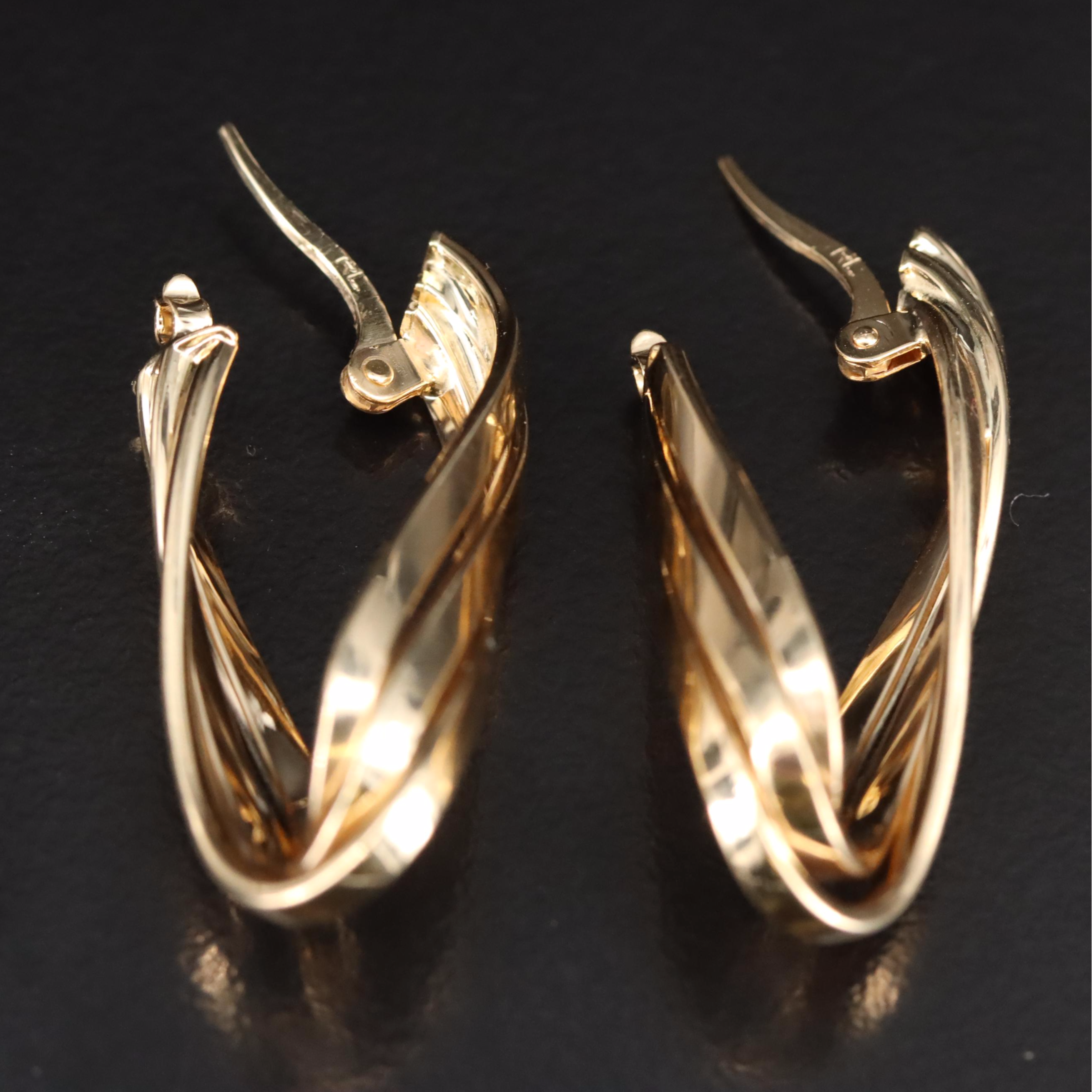 14K Elongated Twist Hoops | Everything But The House