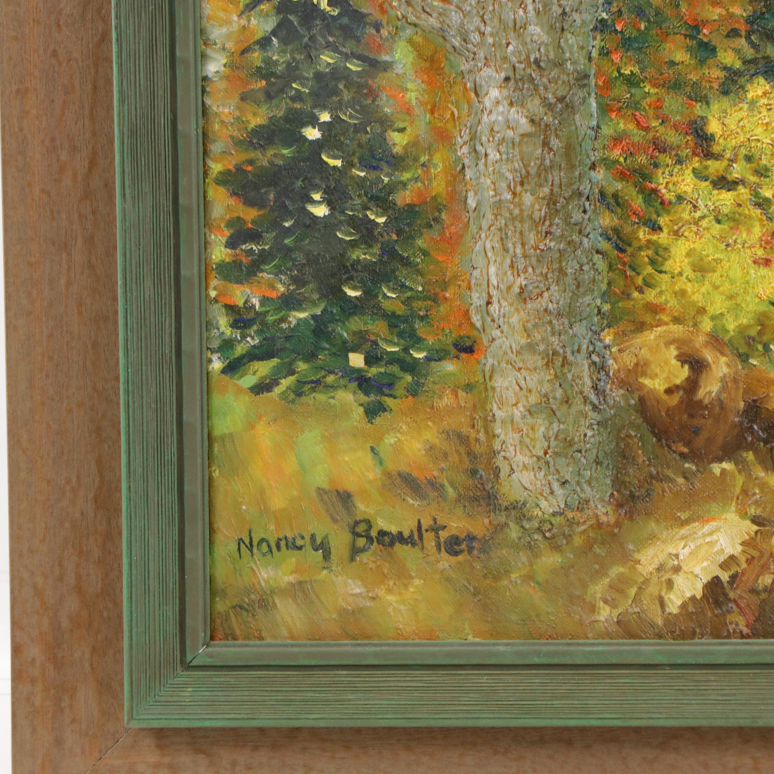 Nancy Boutler Post Impressionist Style Oil Painting of Forest Landscape ...