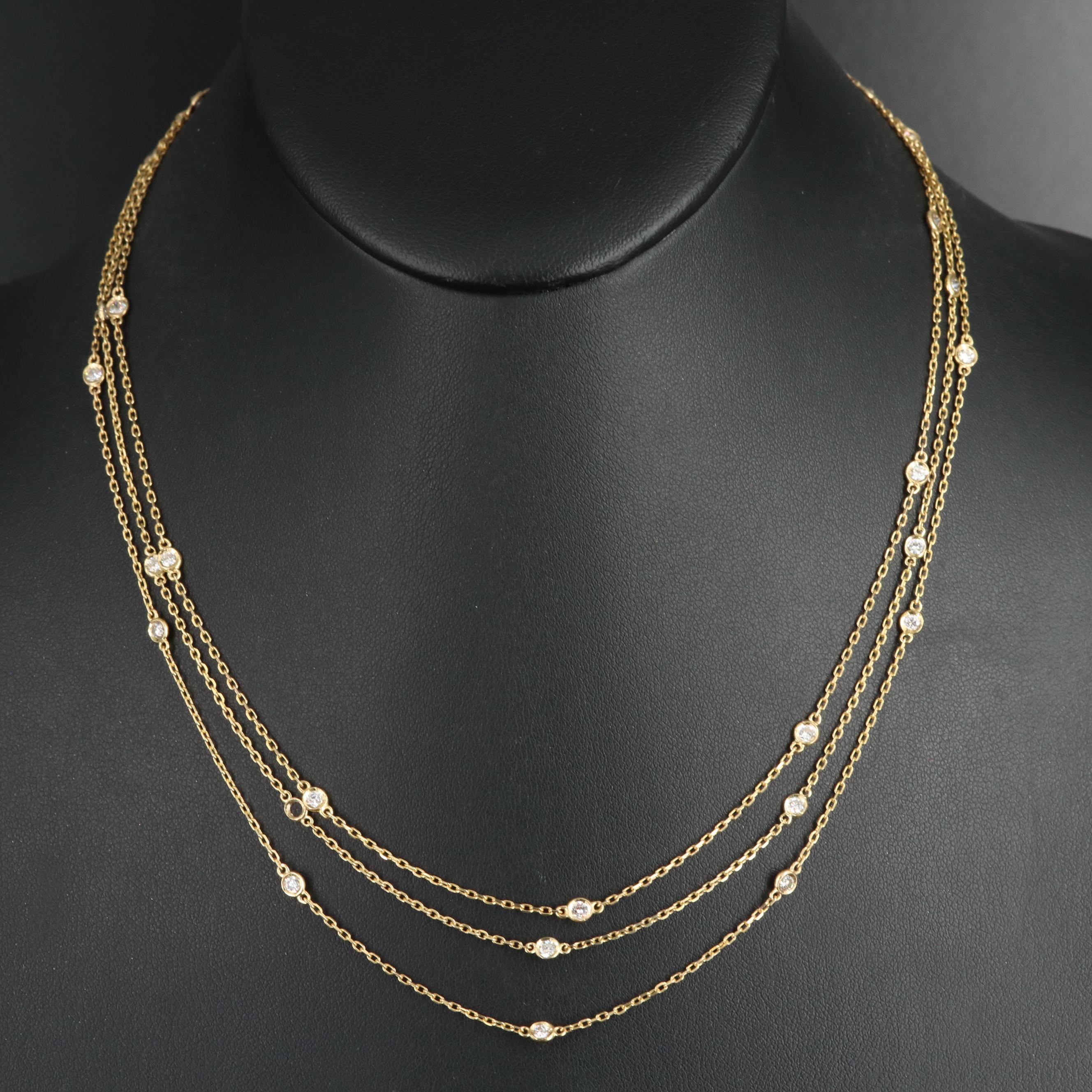 14K 1.04 CTW Diamond Station Necklace | EBTH