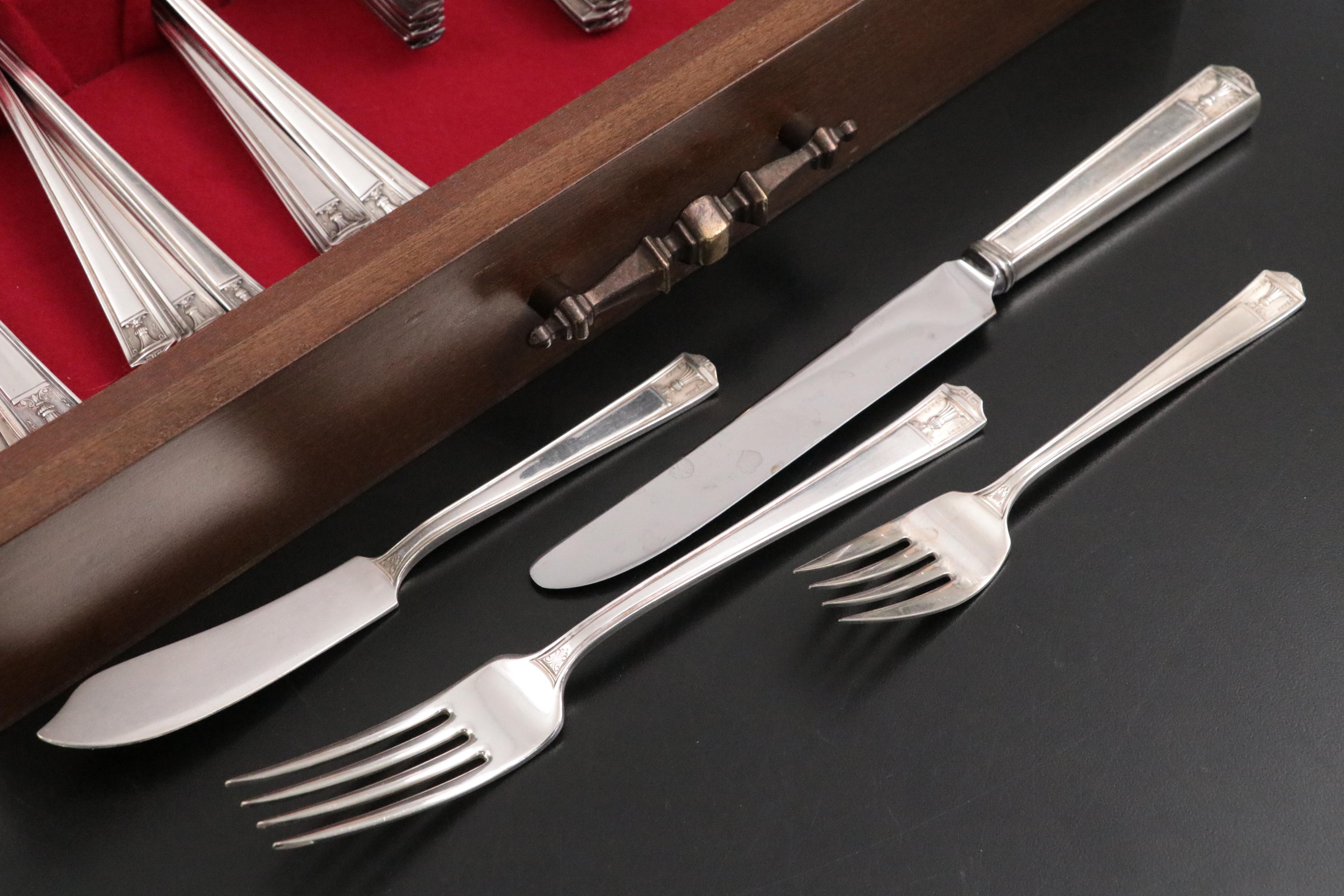 Holmes & Edwards "Century" Silver Plate Flatware in Chest, Early to Mid ...