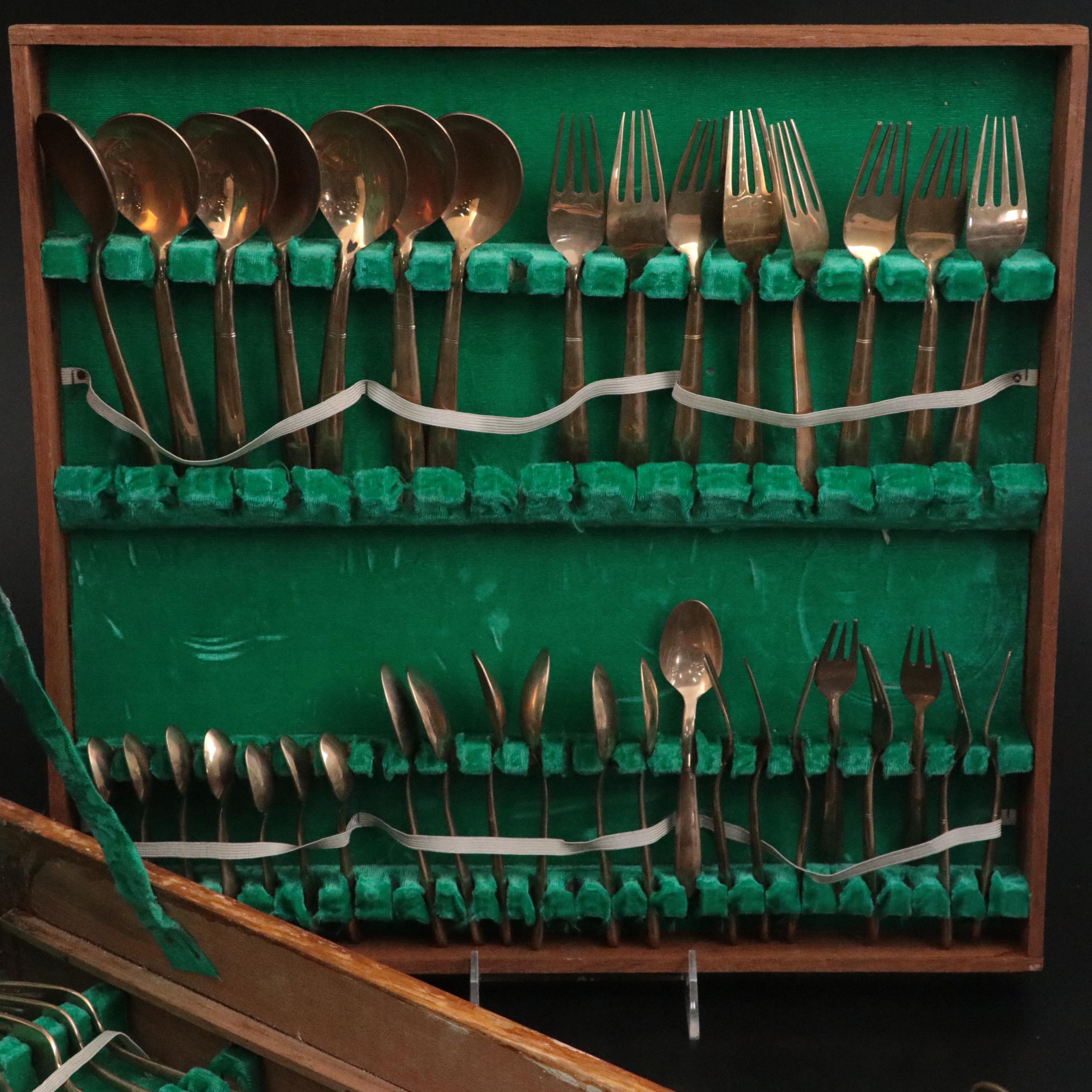 Thai Gems Factory Bronze Flatware and Serveware, Mid to Late 20th C. | EBTH