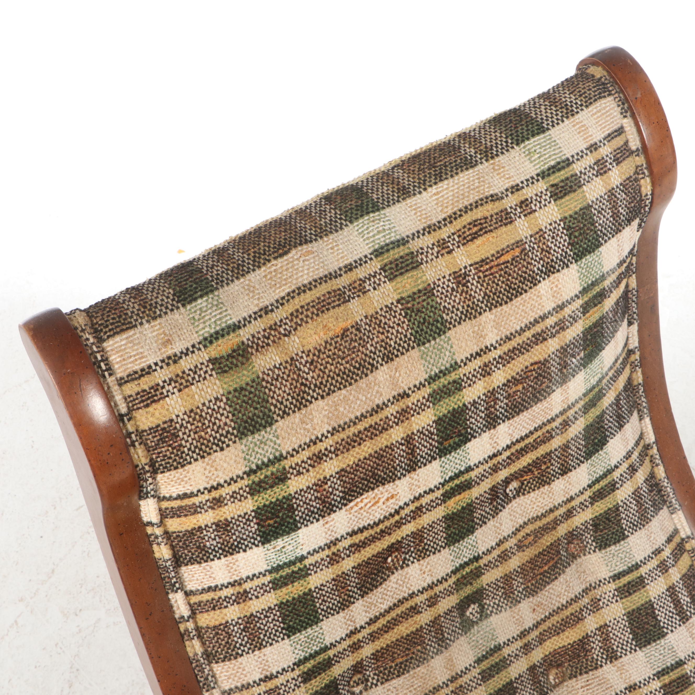 Victorian Style Hardwood and Plaid-Upholstered Lincoln Rocking Chair | EBTH