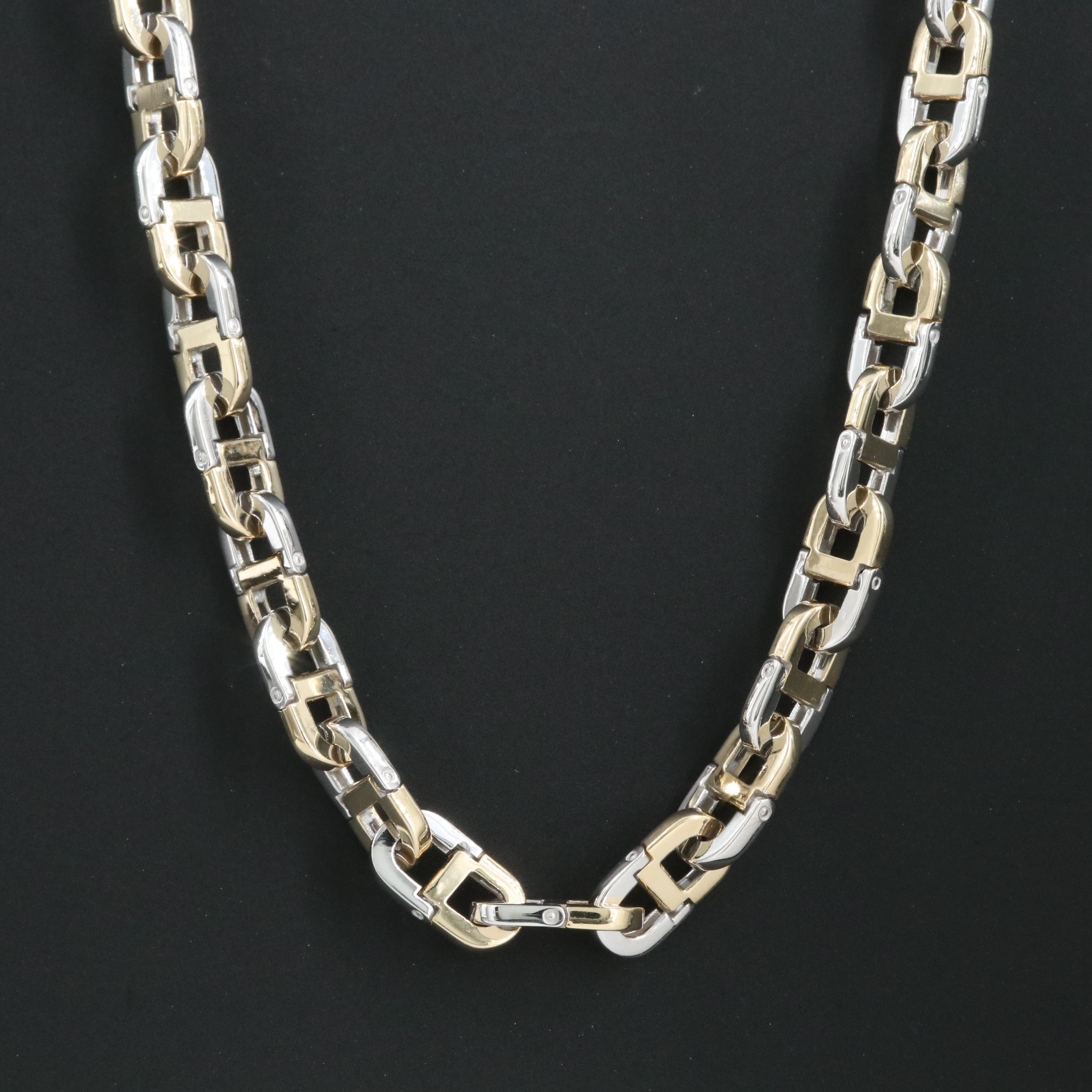 Italian 14K Two Tone Hinged Mariner Link Necklace | EBTH