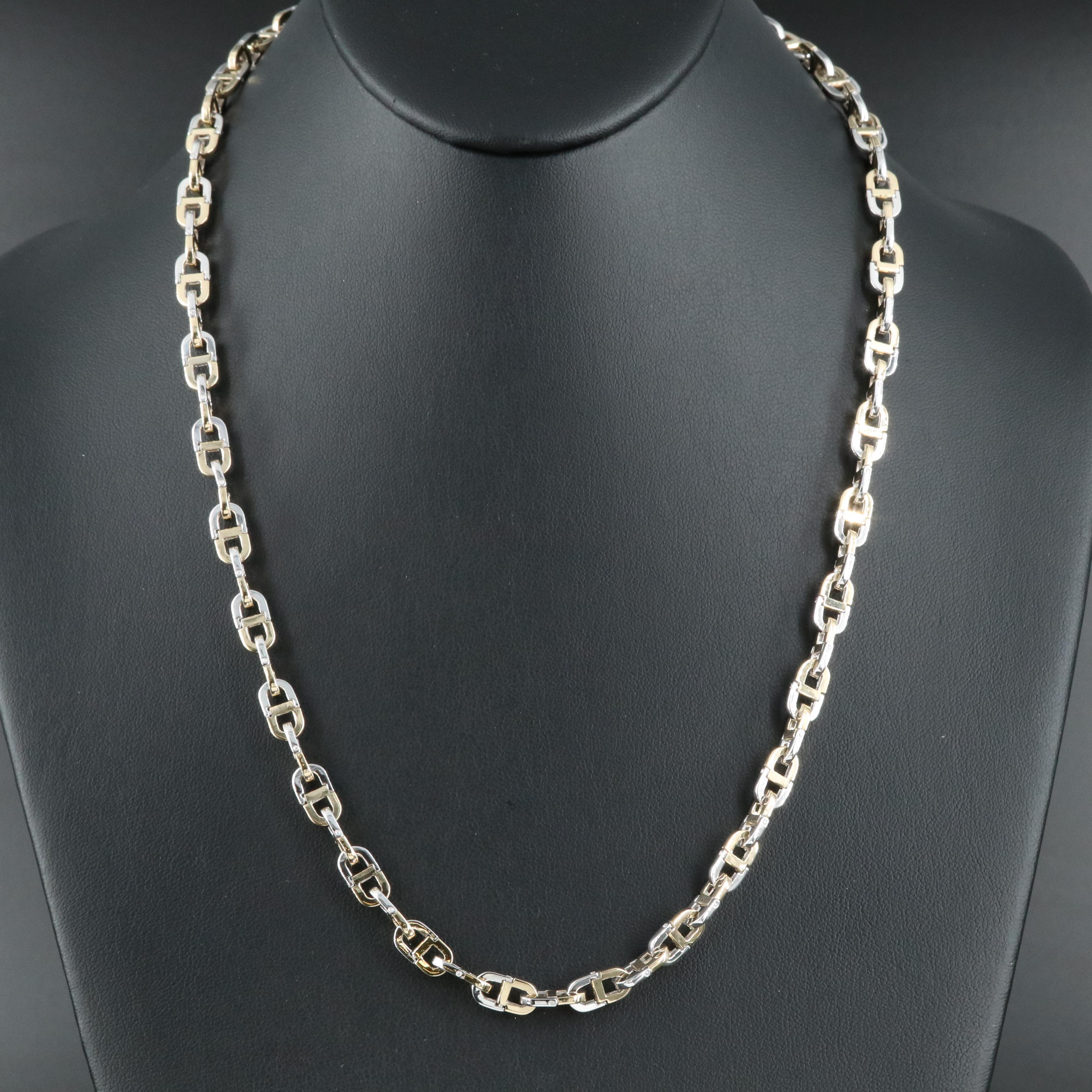 Italian 14K Two Tone Hinged Mariner Link Necklace | EBTH