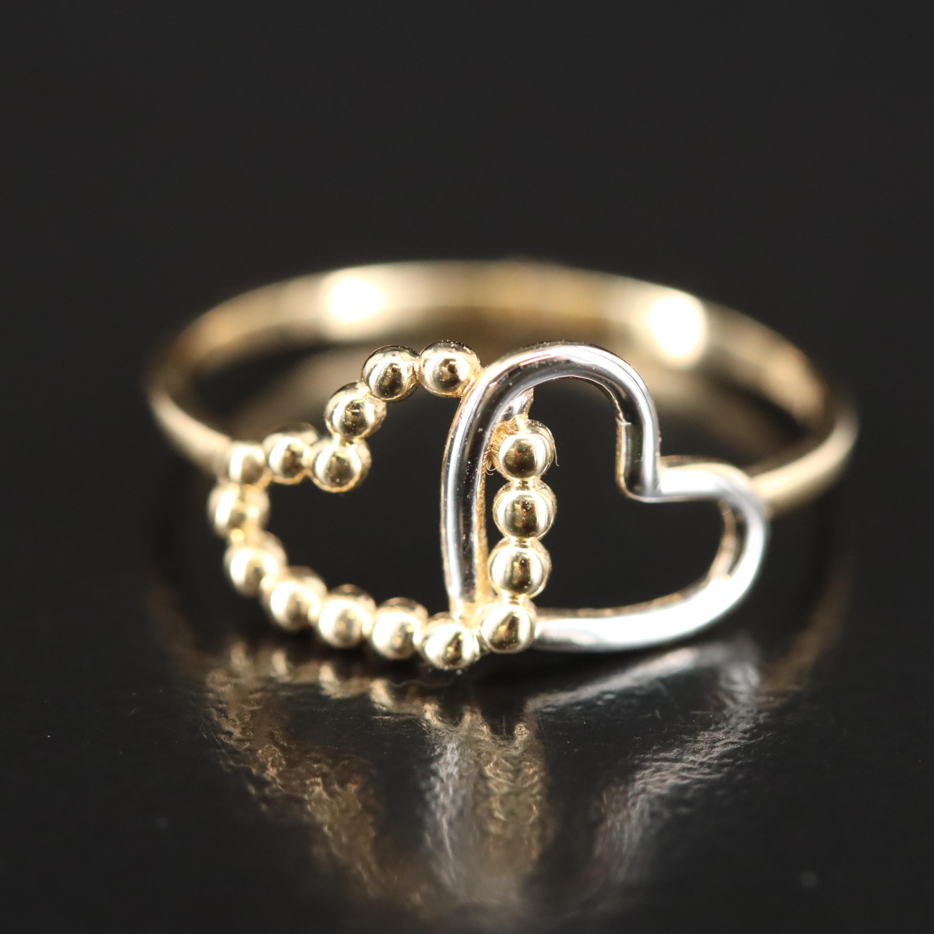 14K Two-Tone Double Heart Ring | EBTH