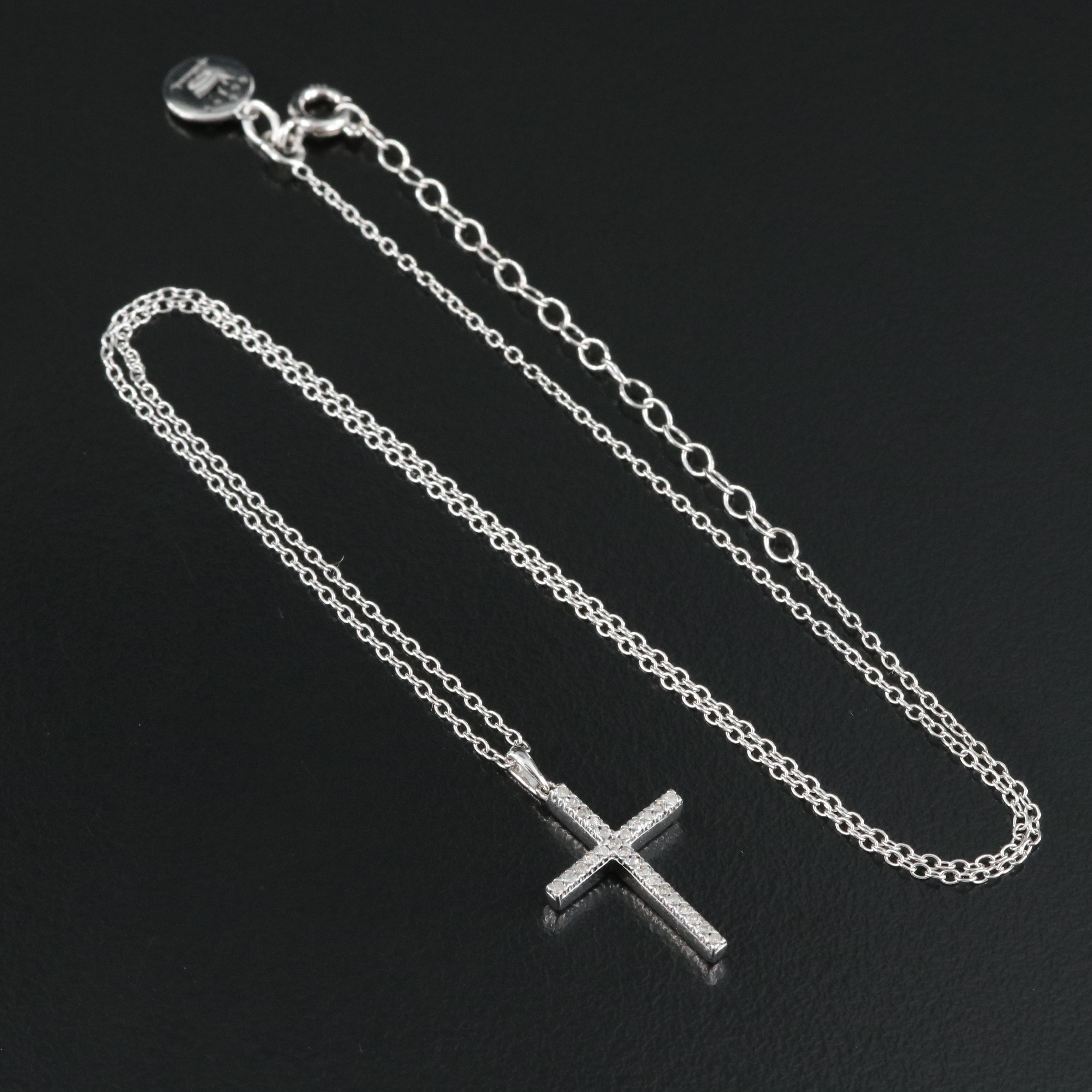 Hallmark Sterling Diamond Cross Pendant Necklace | EBTH