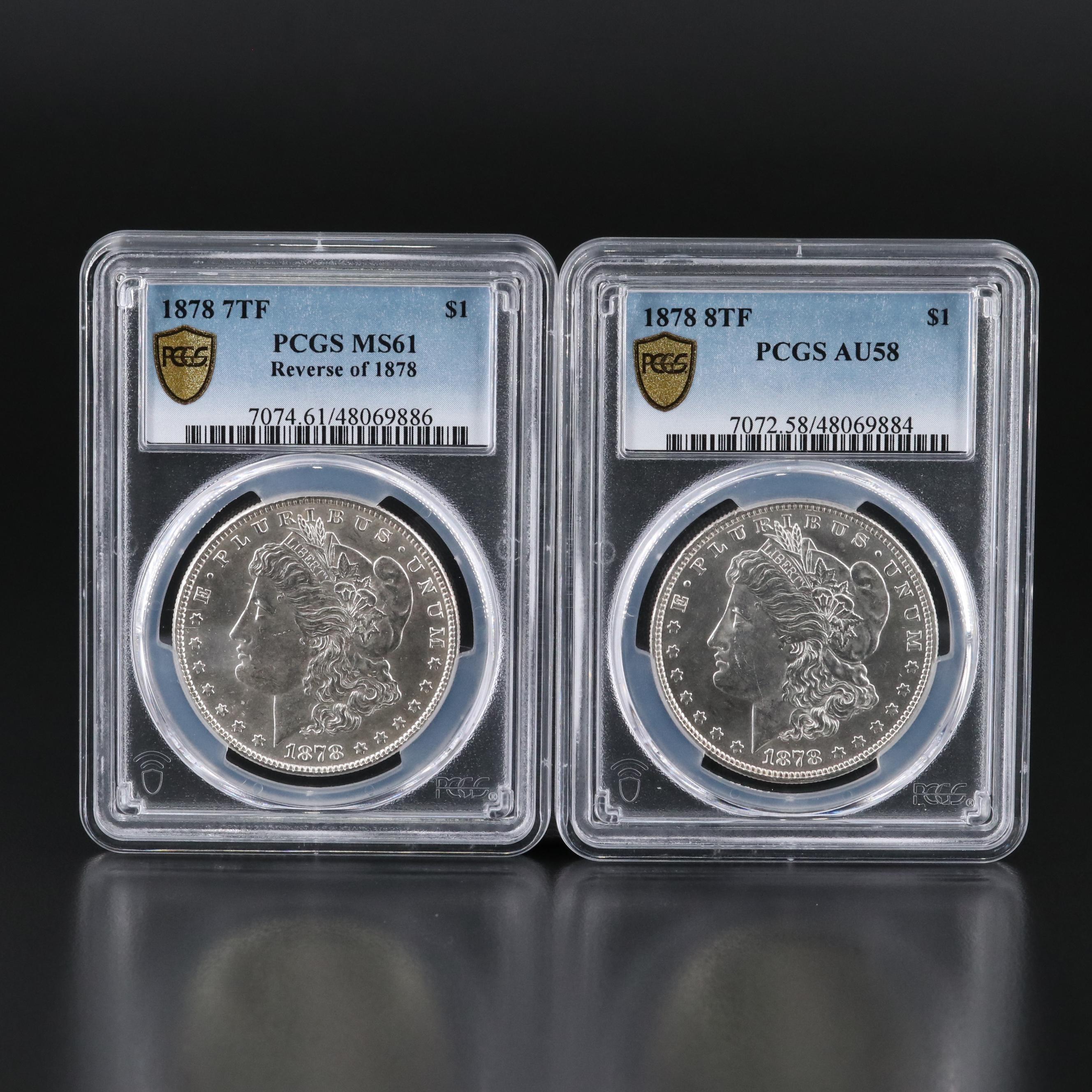 PCGS Graded 1878 7TF and 1878 8TF Morgan Silver Dollars | EBTH