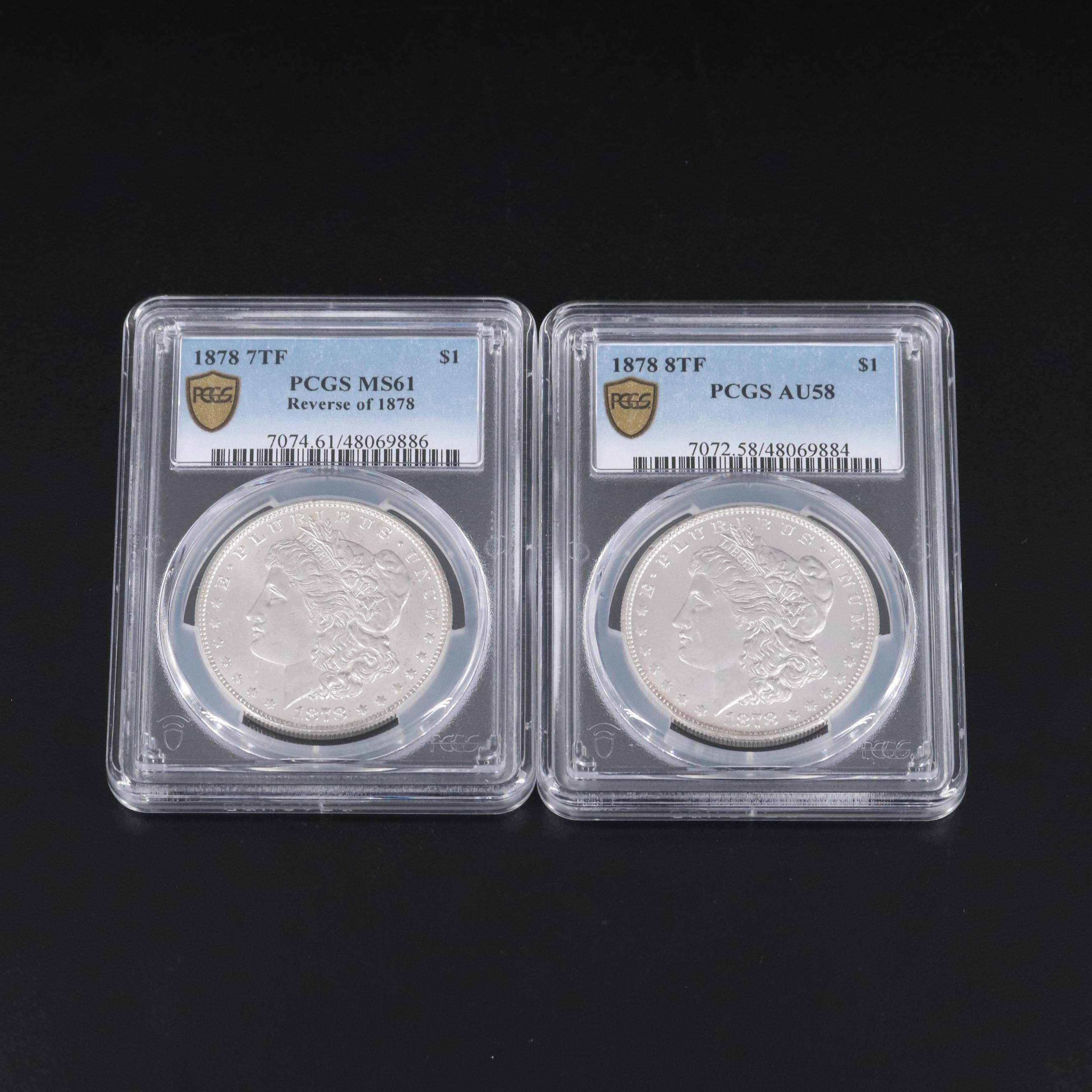 PCGS Graded 1878 7TF and 1878 8TF Morgan Silver Dollars | EBTH