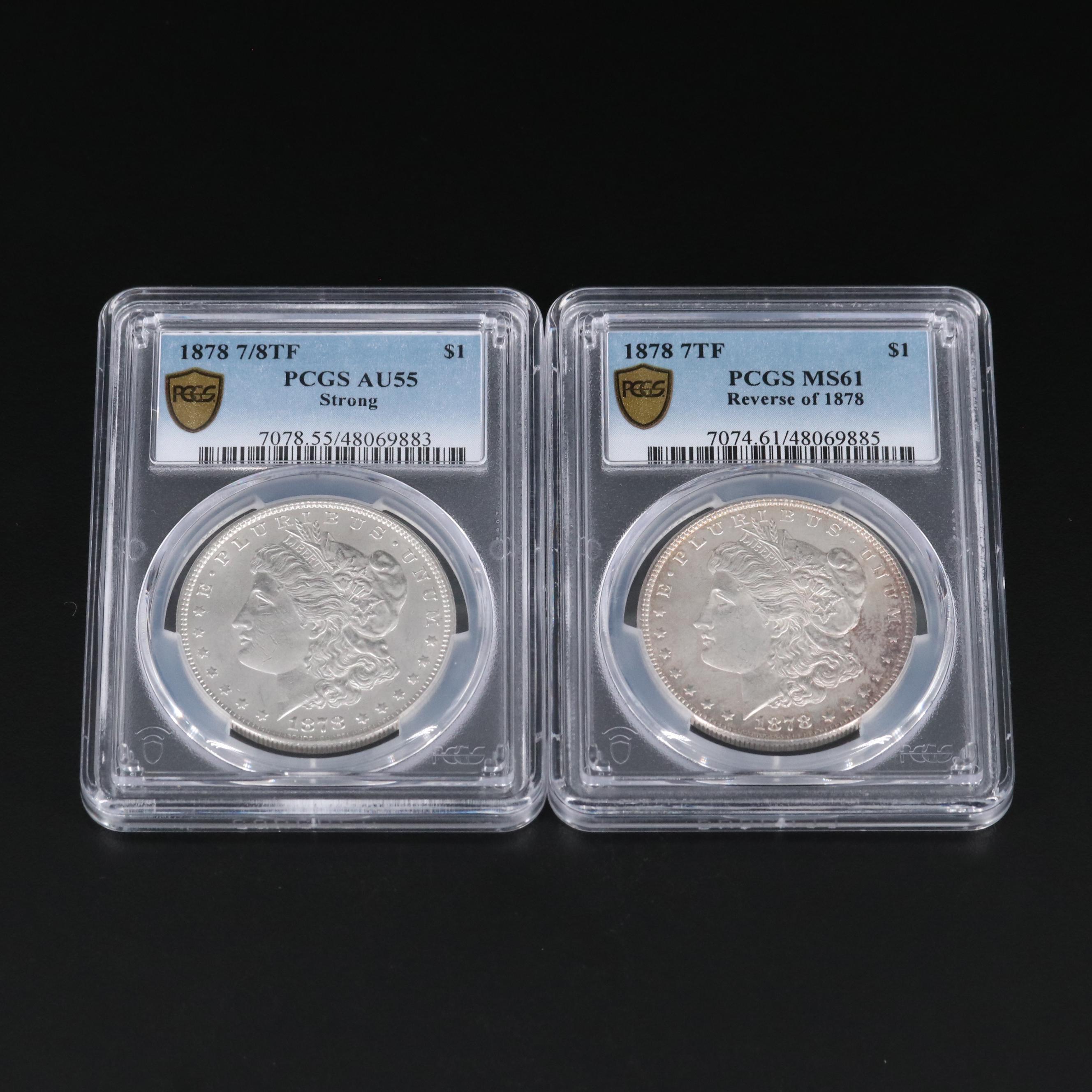 PCGS Graded 1878 7TF and 1878 7/8TF Morgan Silver Dollars | EBTH