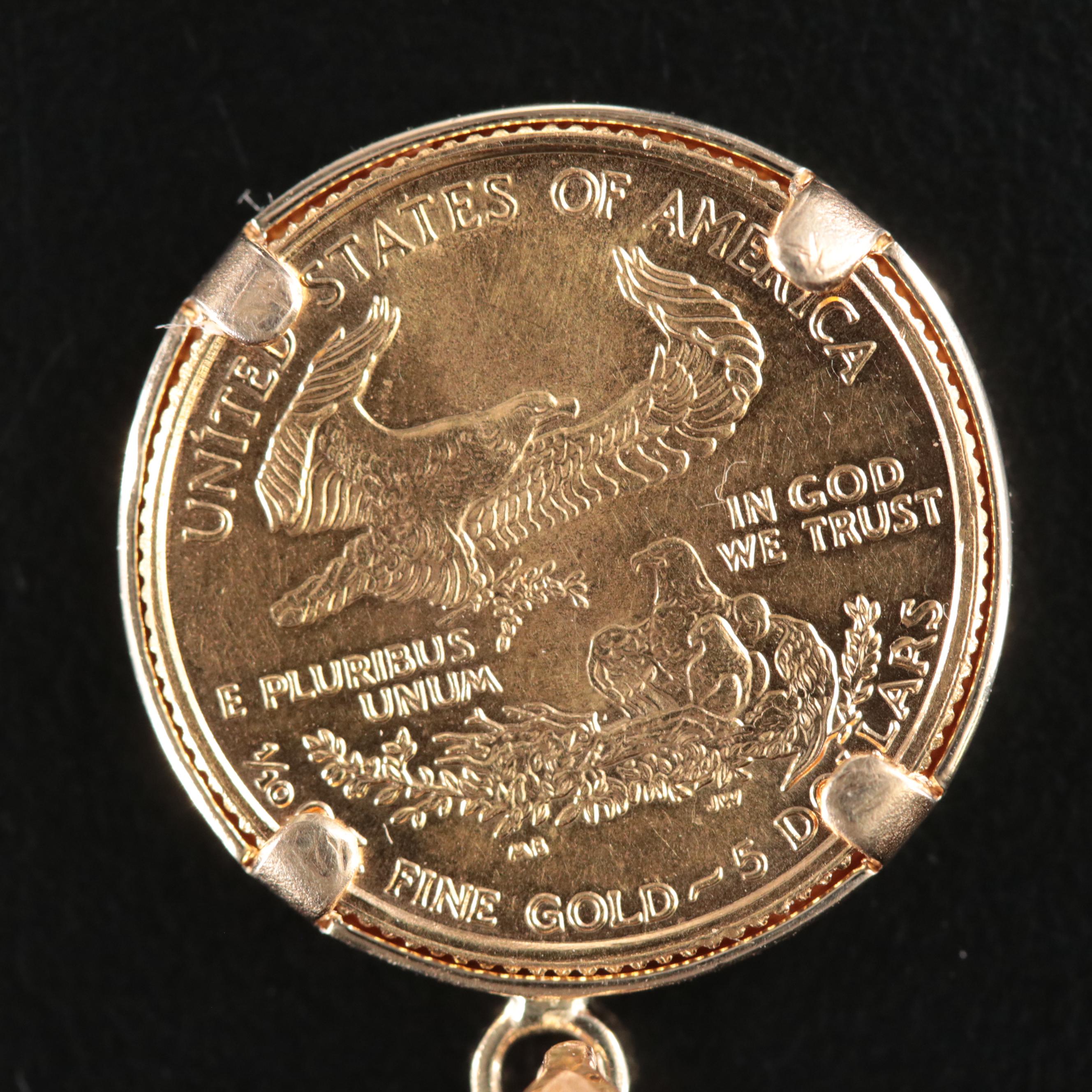 14K Pendant with 1996 $5 Gold Eagle Bullion Coin | EBTH