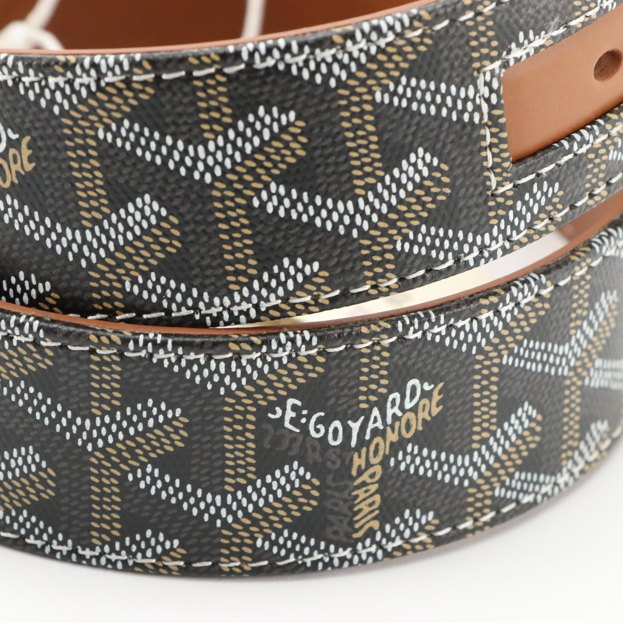Goyard Florida Fregate Belt in Black/Brown Coated Canvas & Leather, New ...