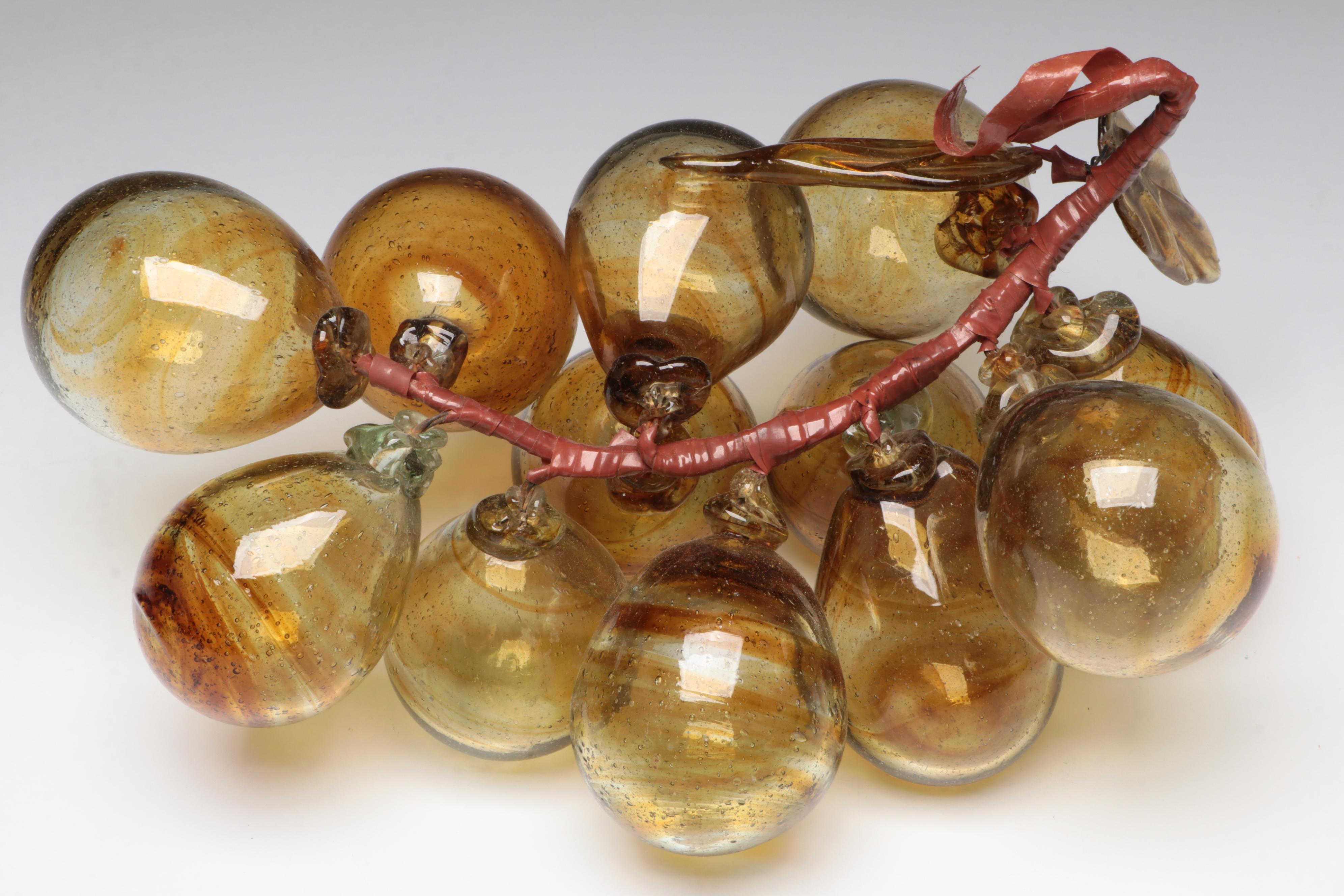 MCM McCoy Pottery Ram Head Vase with Blown Glass Grape Cluster | EBTH