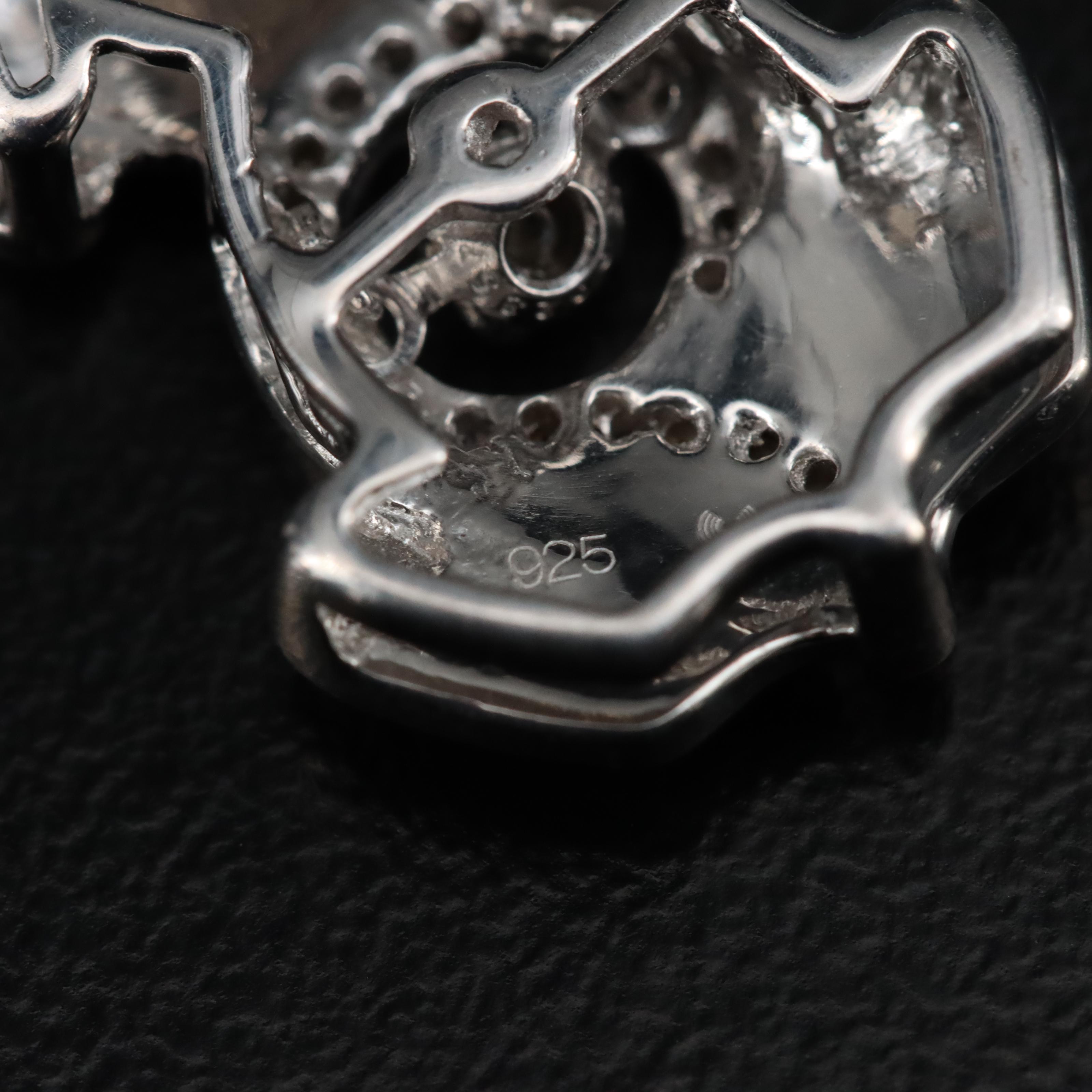 Sterling Diamond Dog Pendant Necklace with Articulated Center | EBTH