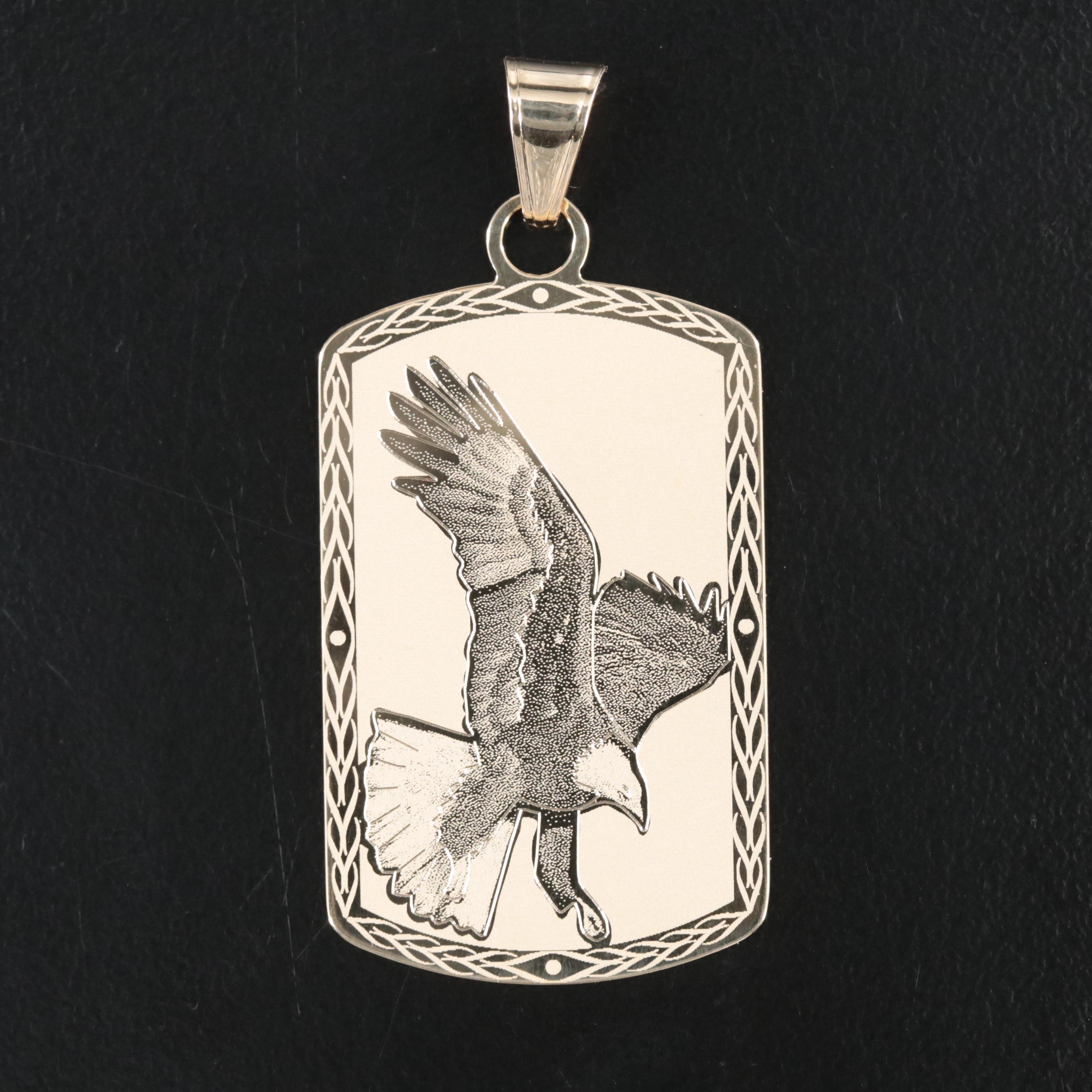 14K Bald Eagle Dog Tag Pendant | EBTH