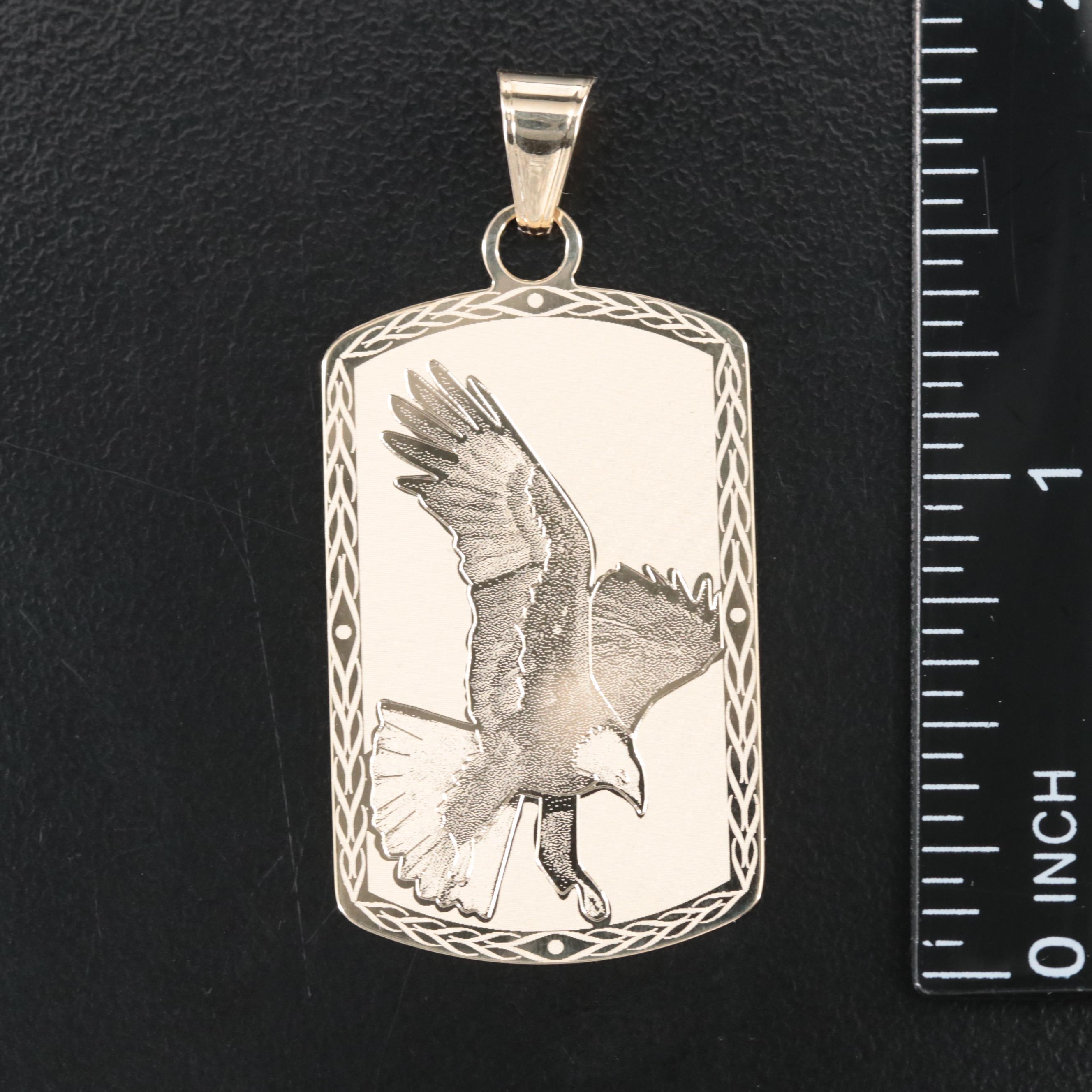 14K Bald Eagle Dog Tag Pendant | EBTH