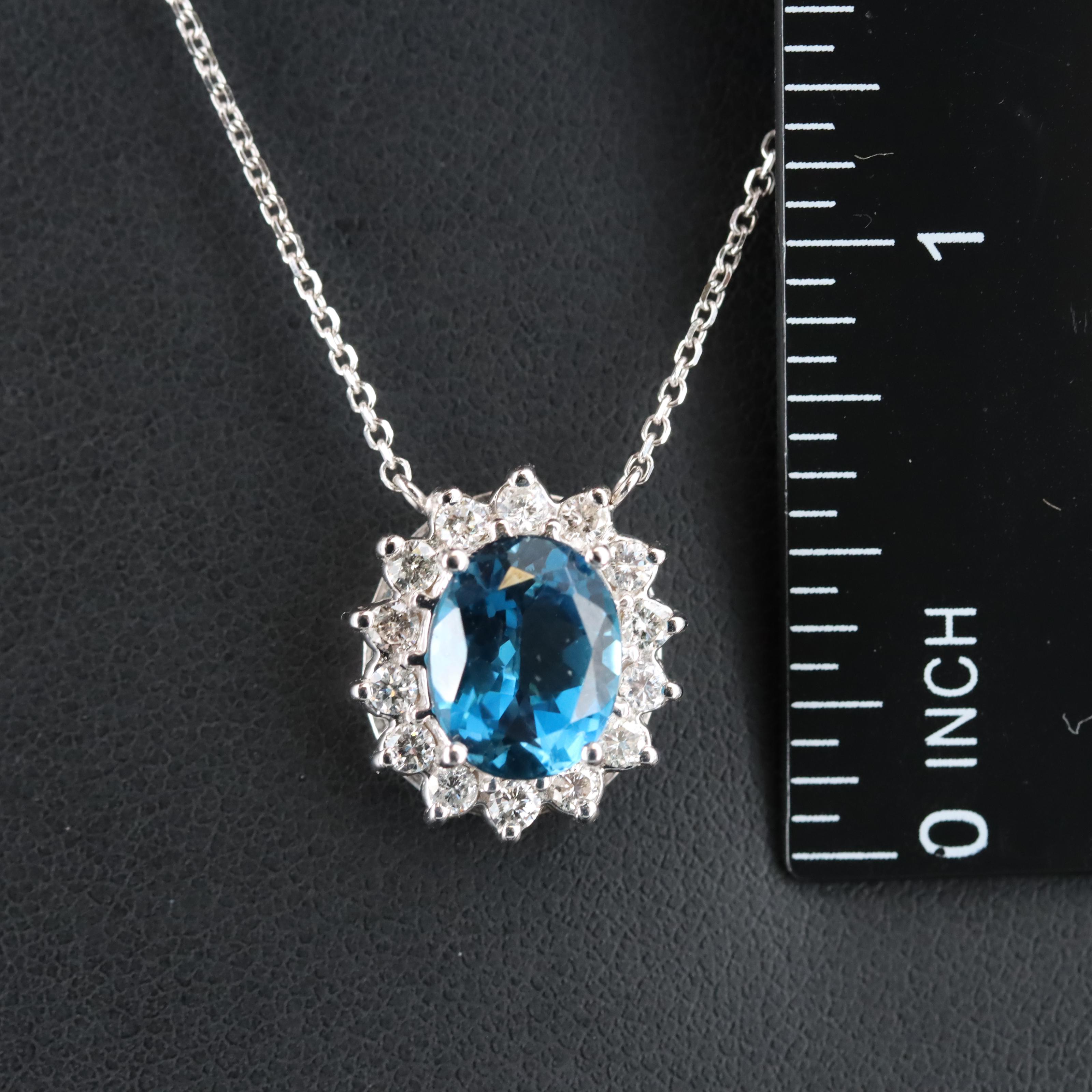 14K London Blue Topaz and Diamond Necklace | EBTH