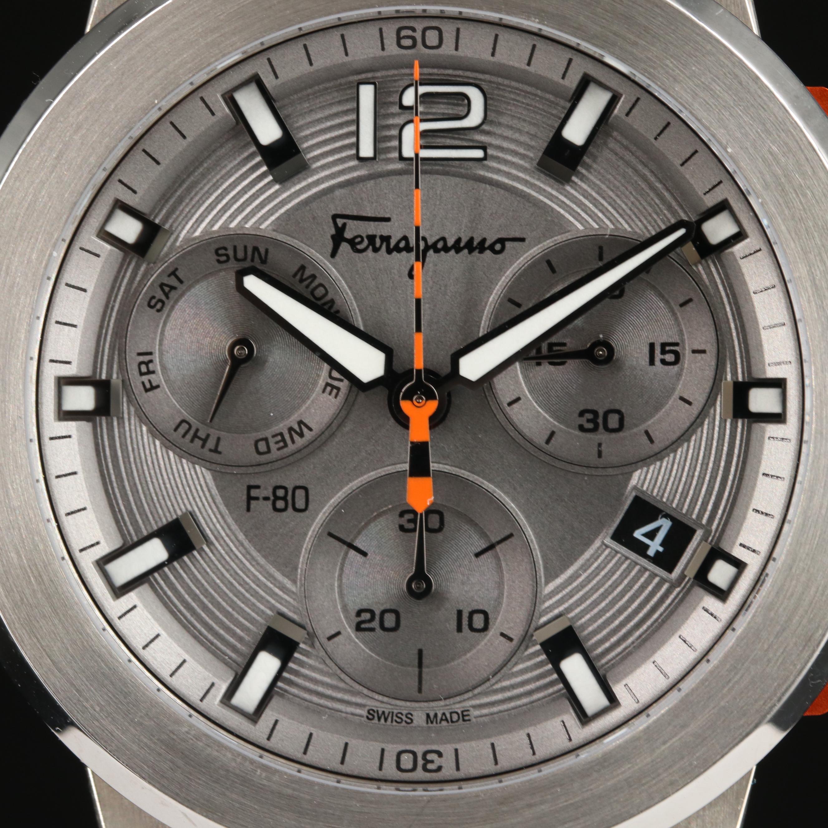 Salvatore Ferragamo F-80 Gray Dial, Titanium and Steel Chronograph ...