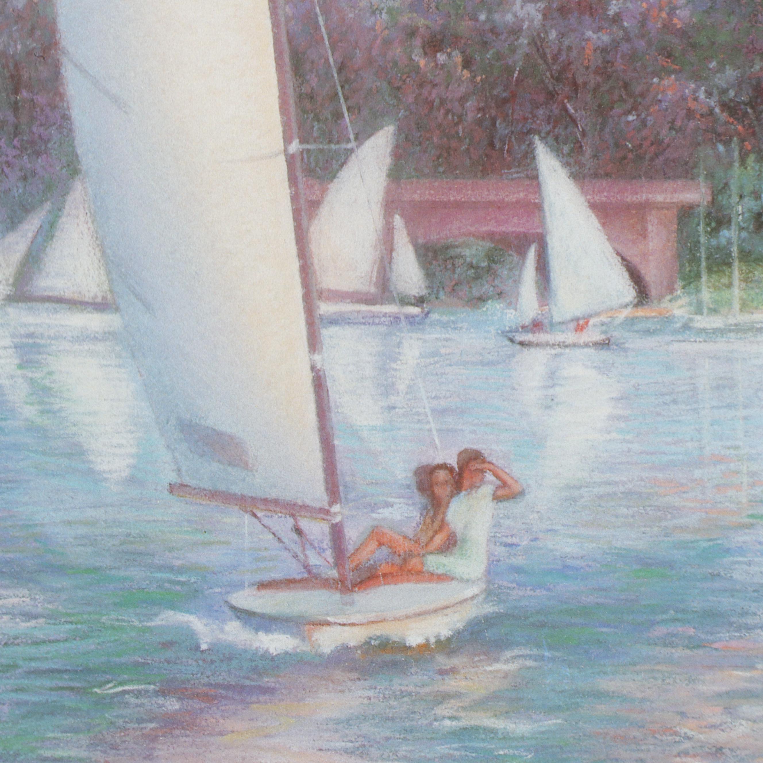 Barbara Hails Offset Lithograph of Metropolitan Harbor Scene | EBTH