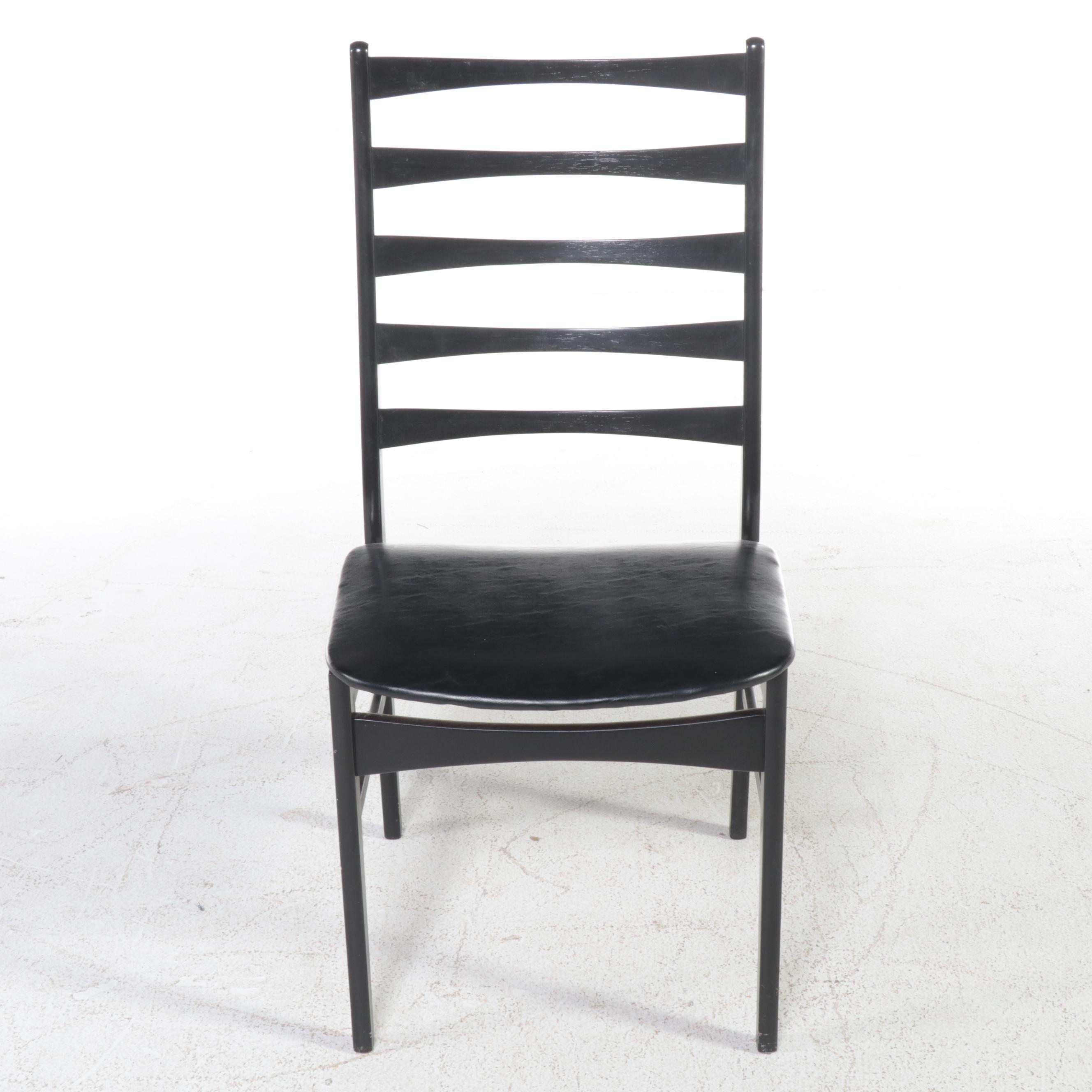 Mid Century Modern Ebonized Finish Ladder-Back Side Chair | EBTH