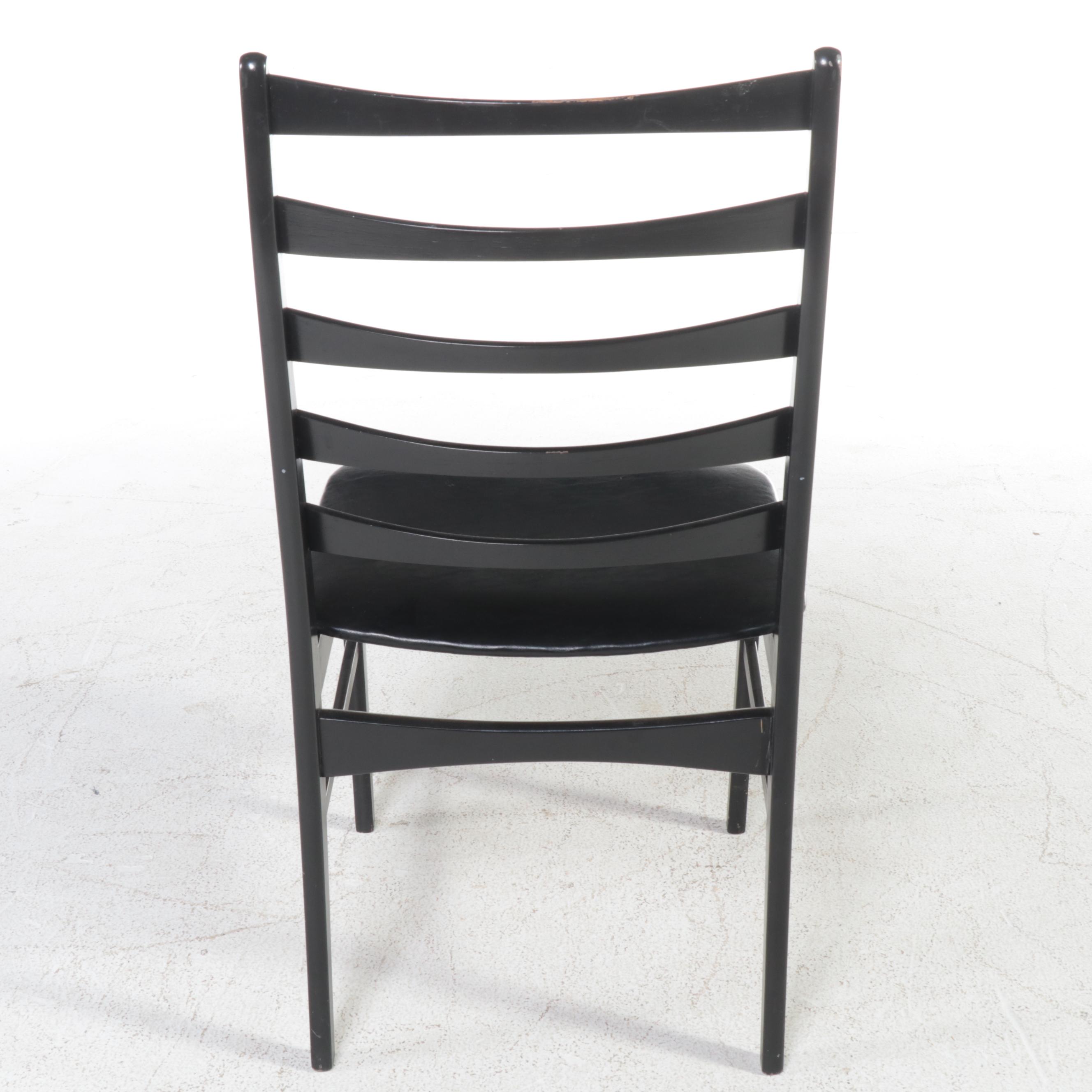 Mid Century Modern Ebonized Finish Ladder-Back Side Chair | EBTH