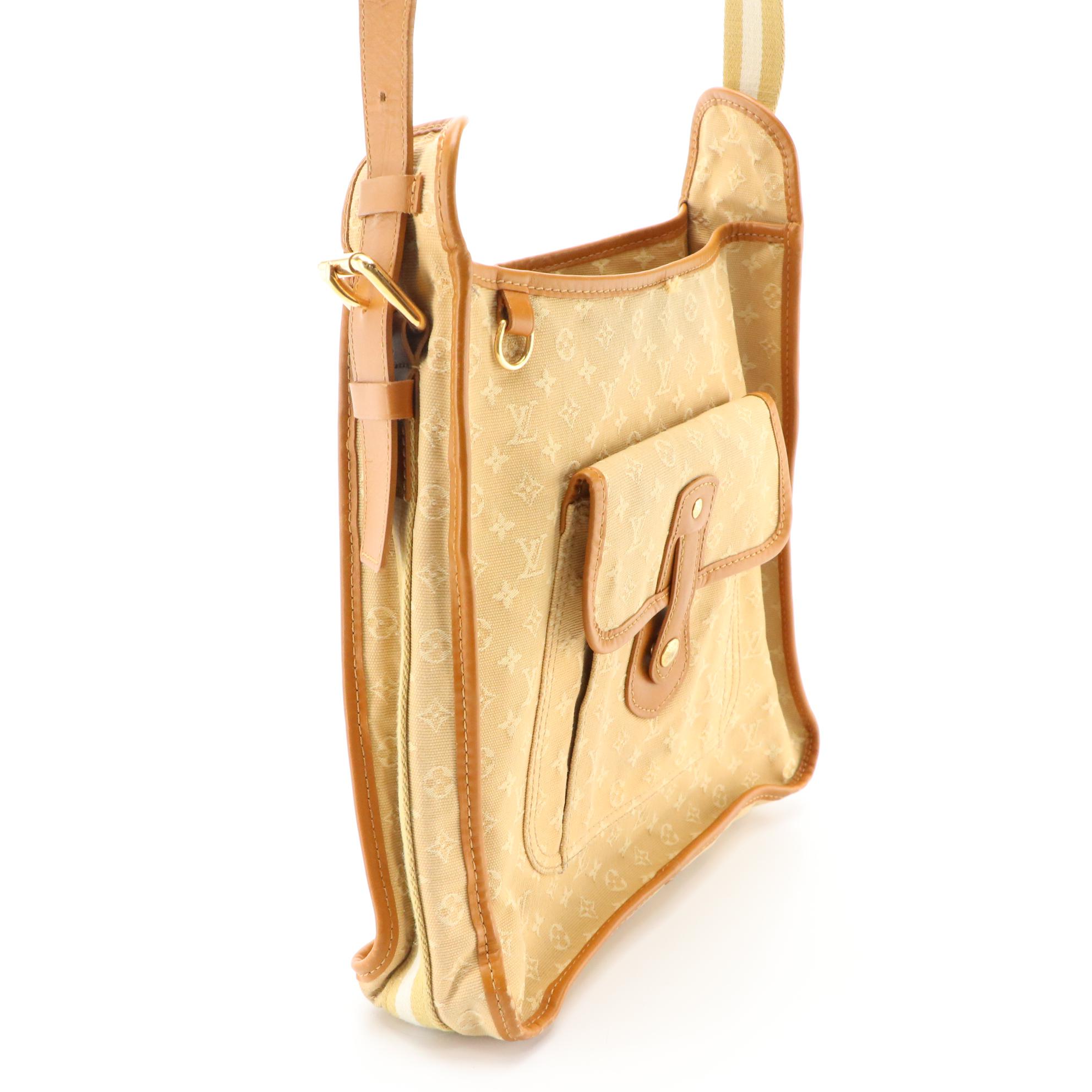 Louis Vuitton Monogram Mini Lin Besace Mary Kate with Leather Trim and ...