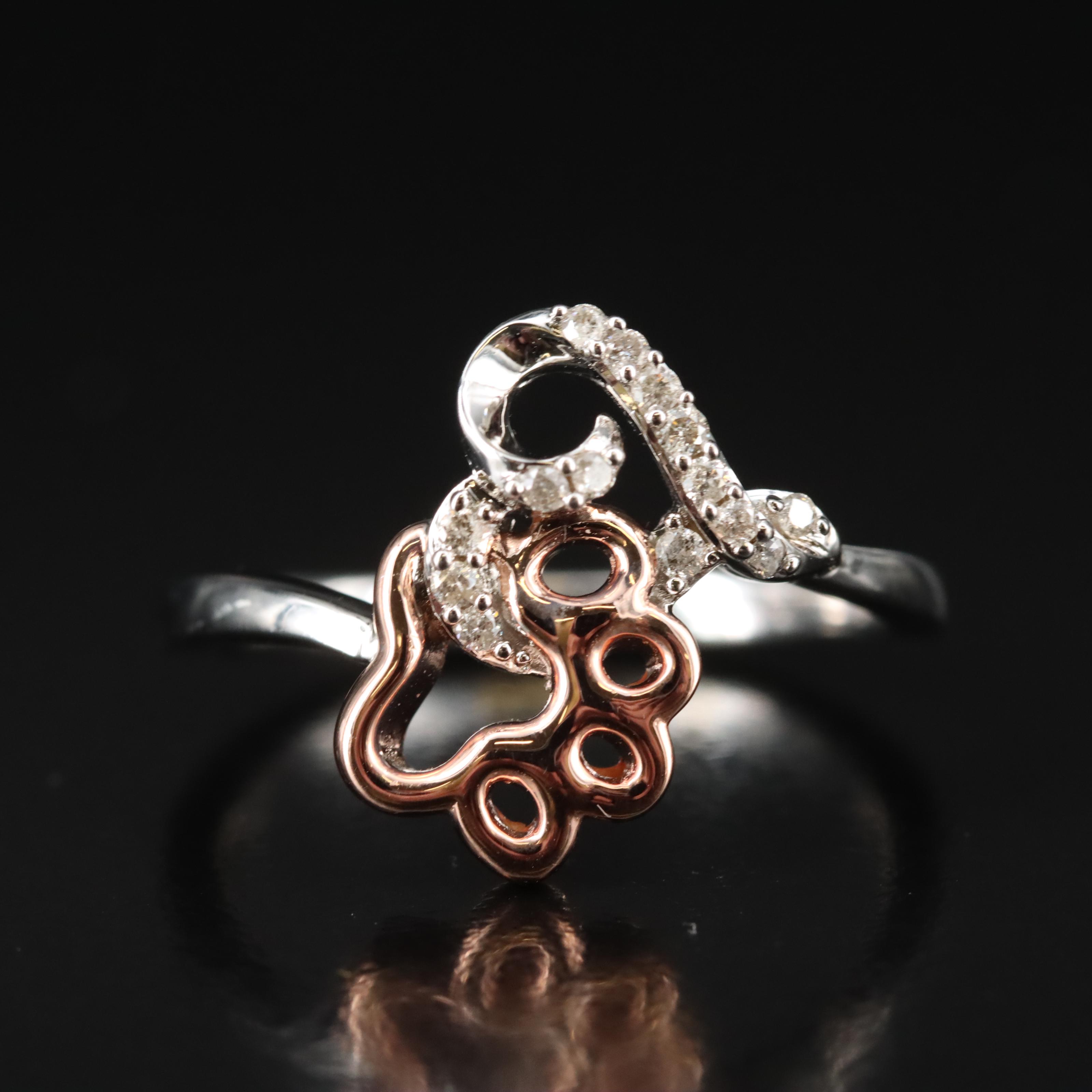 Hallmark Sterling Diamond Paw Print Ring | EBTH