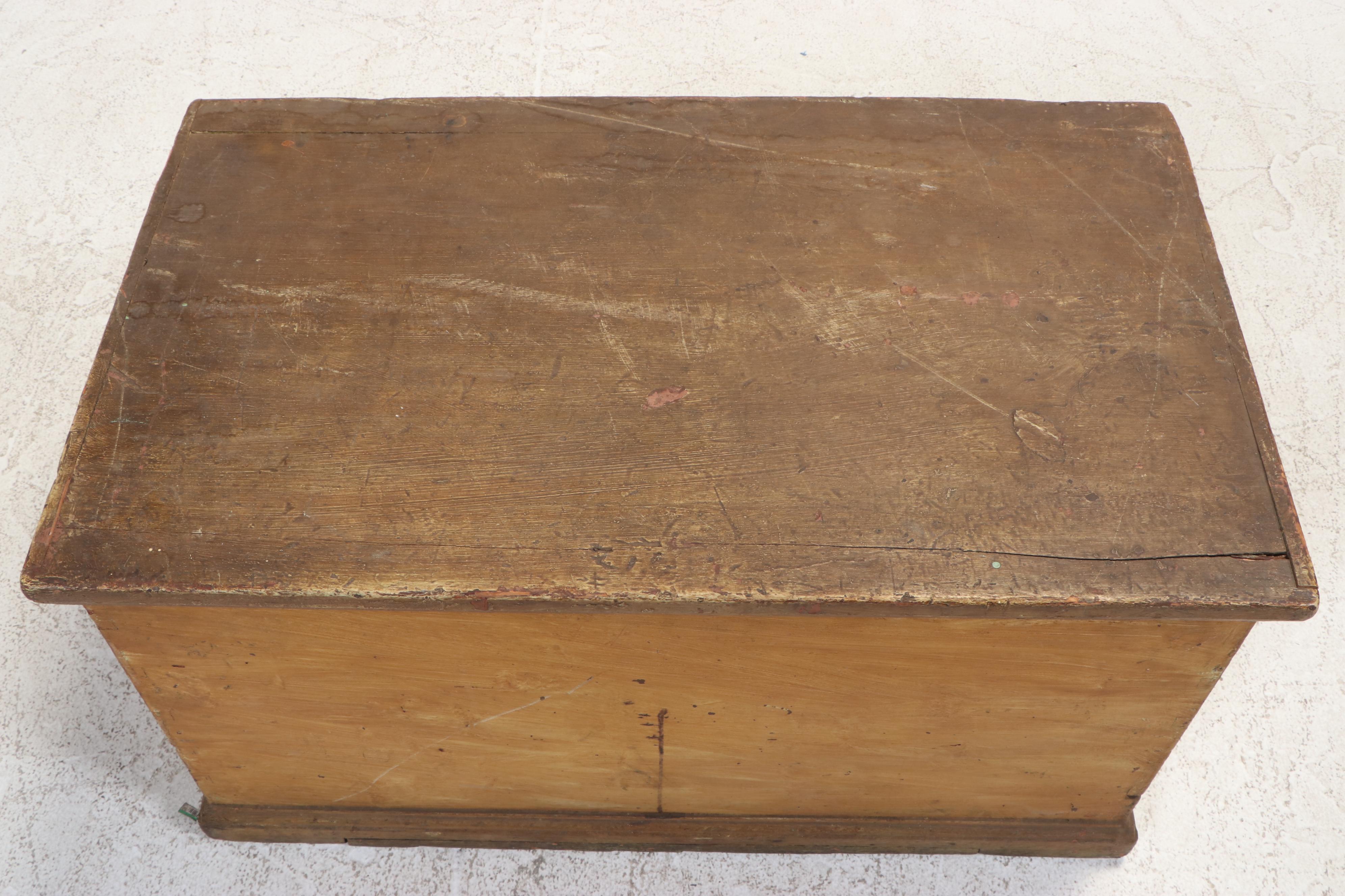 Primitive Buff-Painted Pine Blanket Chest, 19th Century | EBTH