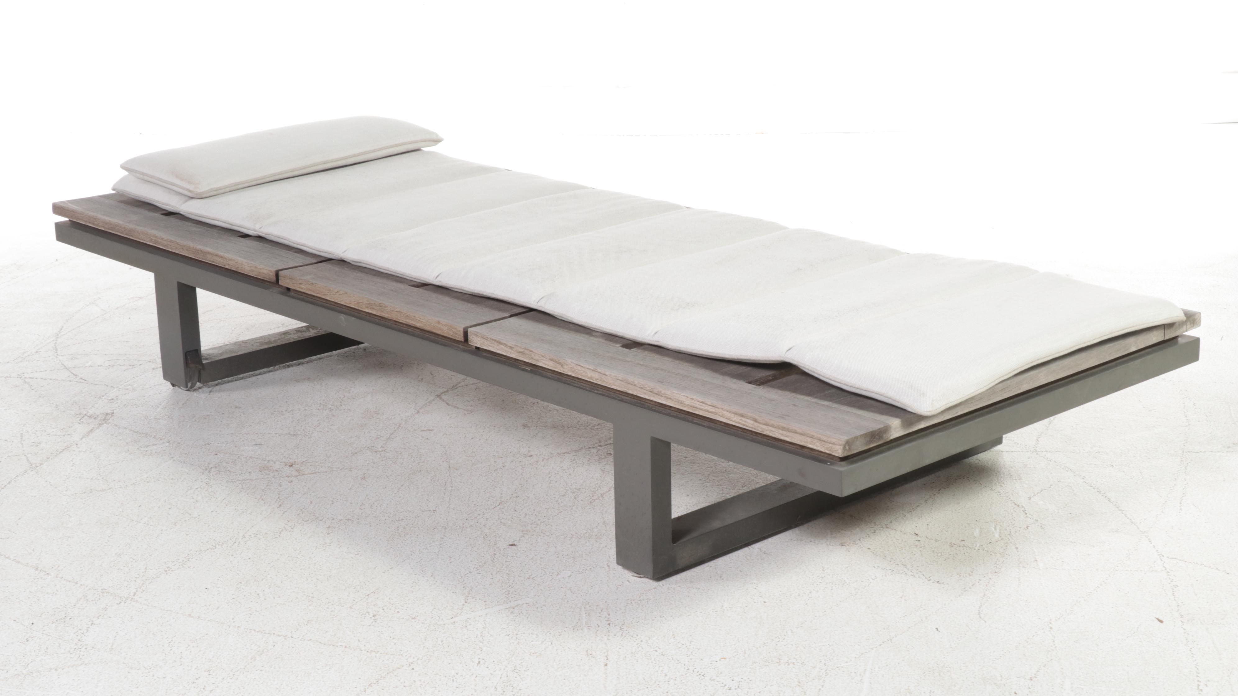 Sutherland Teak and Metal "Peninsula" Armless Chaise Lounge | EBTH