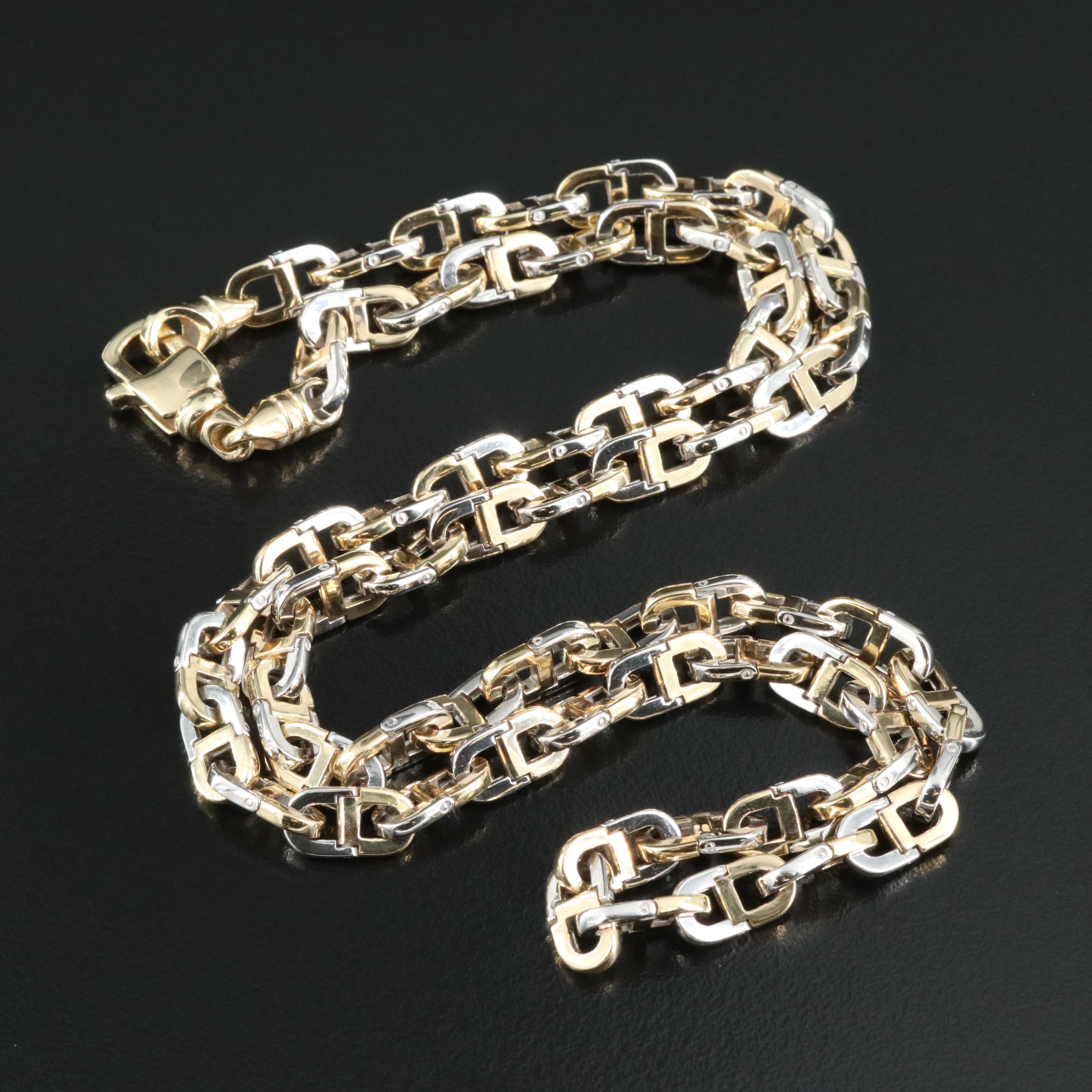 Italian 14K Two Tone Hinged Link Mariner Chain | EBTH
