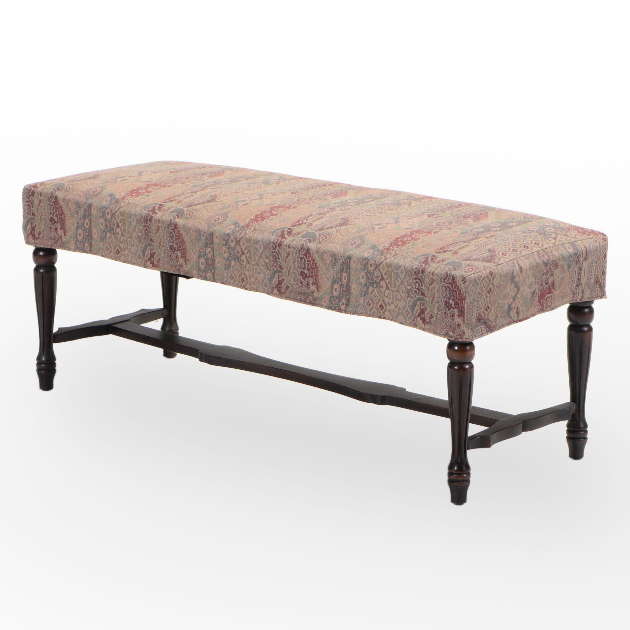 Federal Style Hardwood and Custom-Slipcovered Bench, Early 20th Century ...